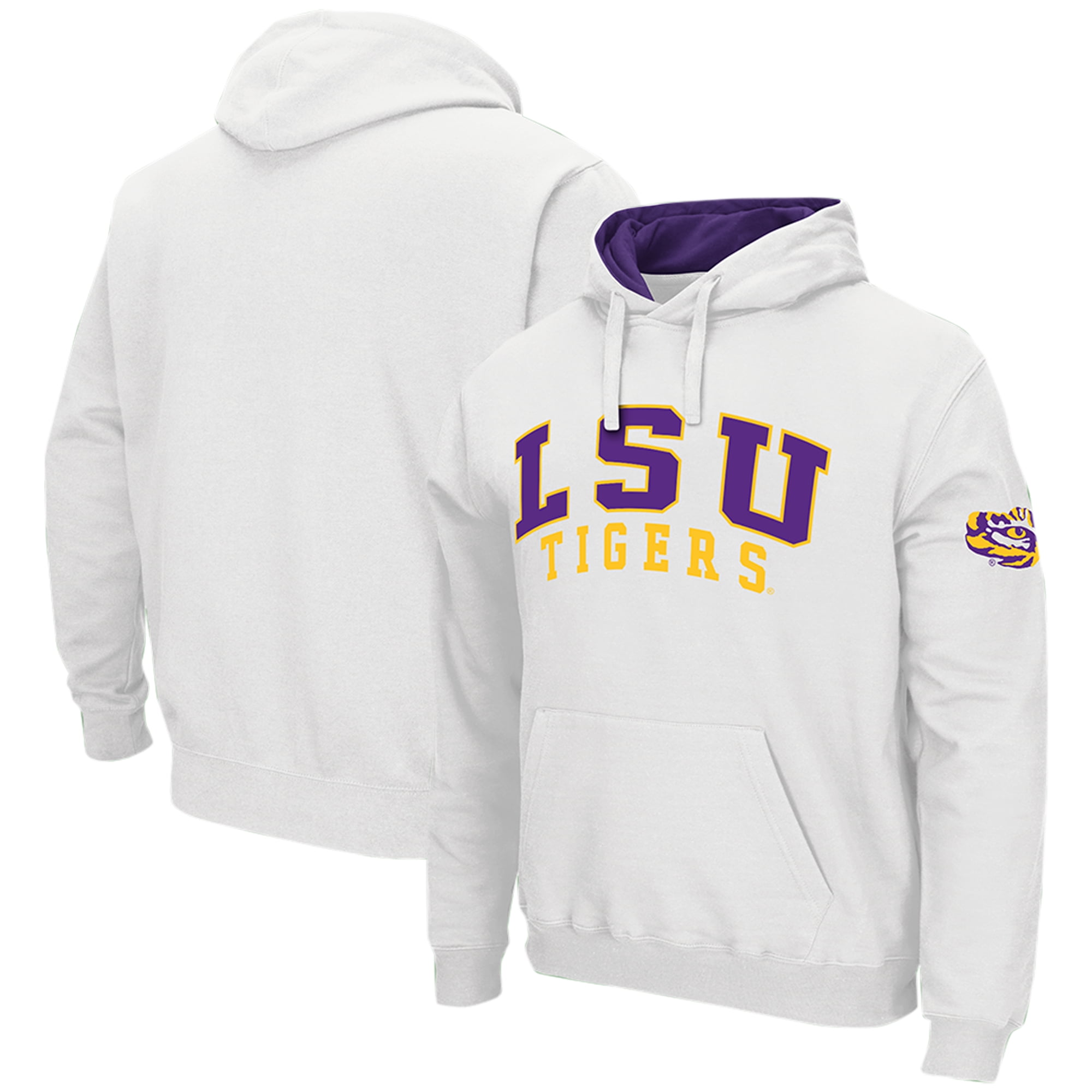 Men's Colosseum White LSU Tigers Double Arch Pullover Hoodie - Walmart.com
