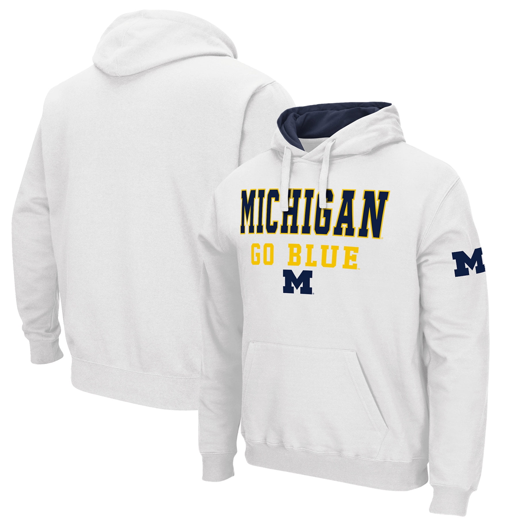 Colosseum Men's Michigan Wolverines White Sunrise Pullover Hoodie with Fleece Lining - Walmart.com