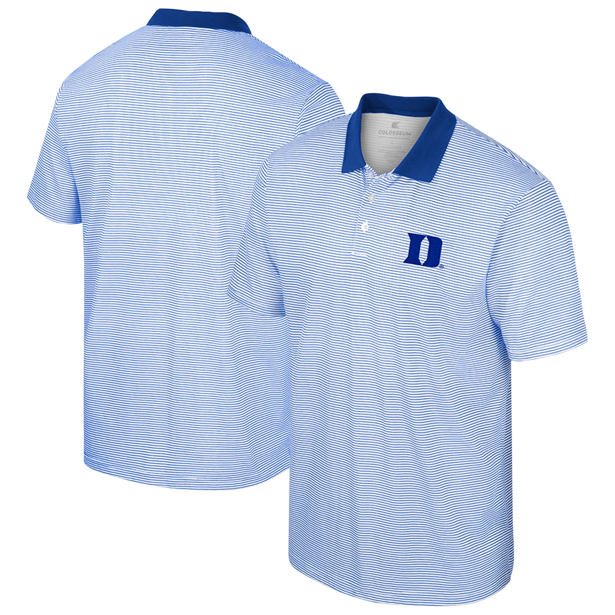 Men's Colosseum White/Royal Duke Blue Devils Stripe Polo - Walmart.com