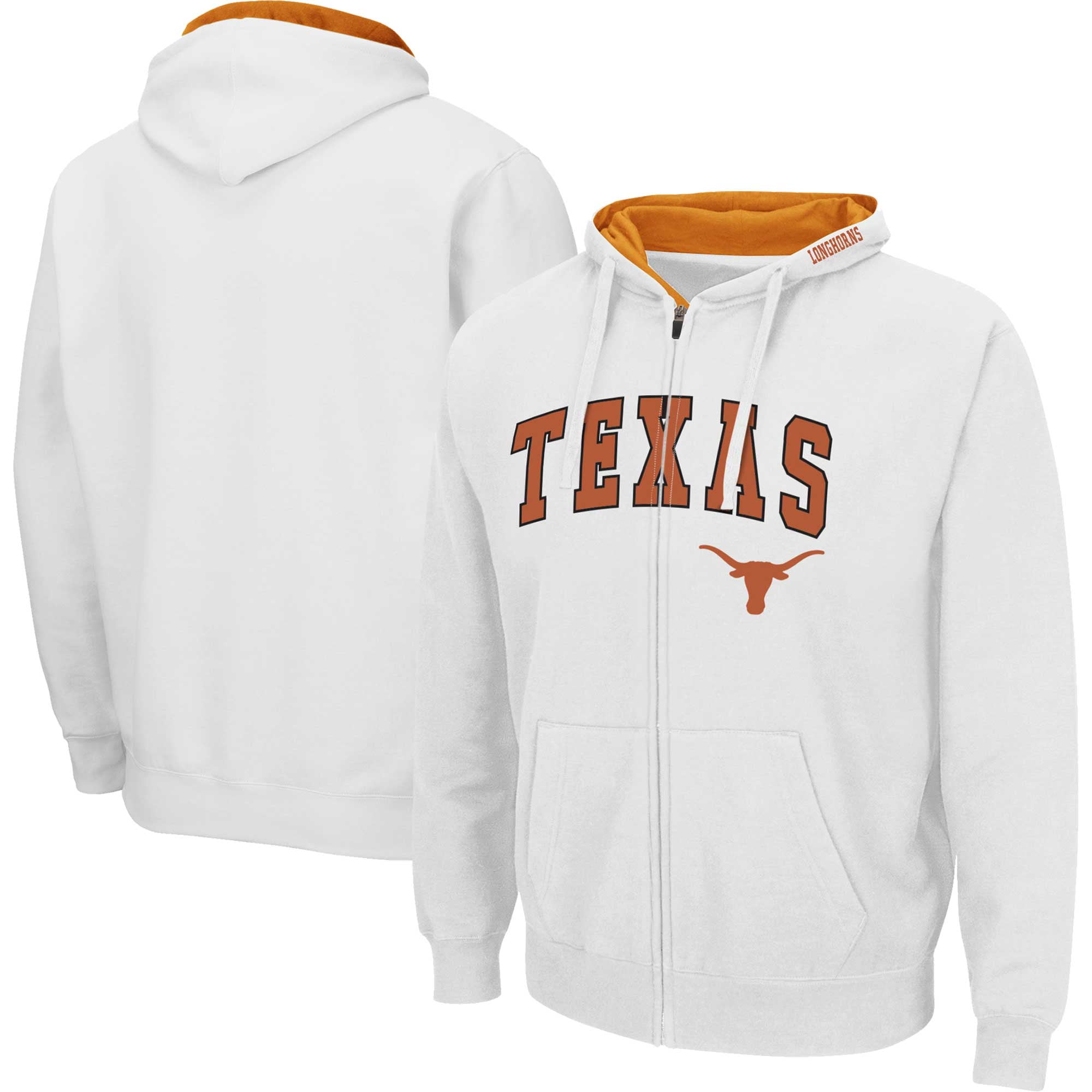 Men's Colosseum White Texas Longhorns Arch & Team Logo 3.0 Full-Zip ...