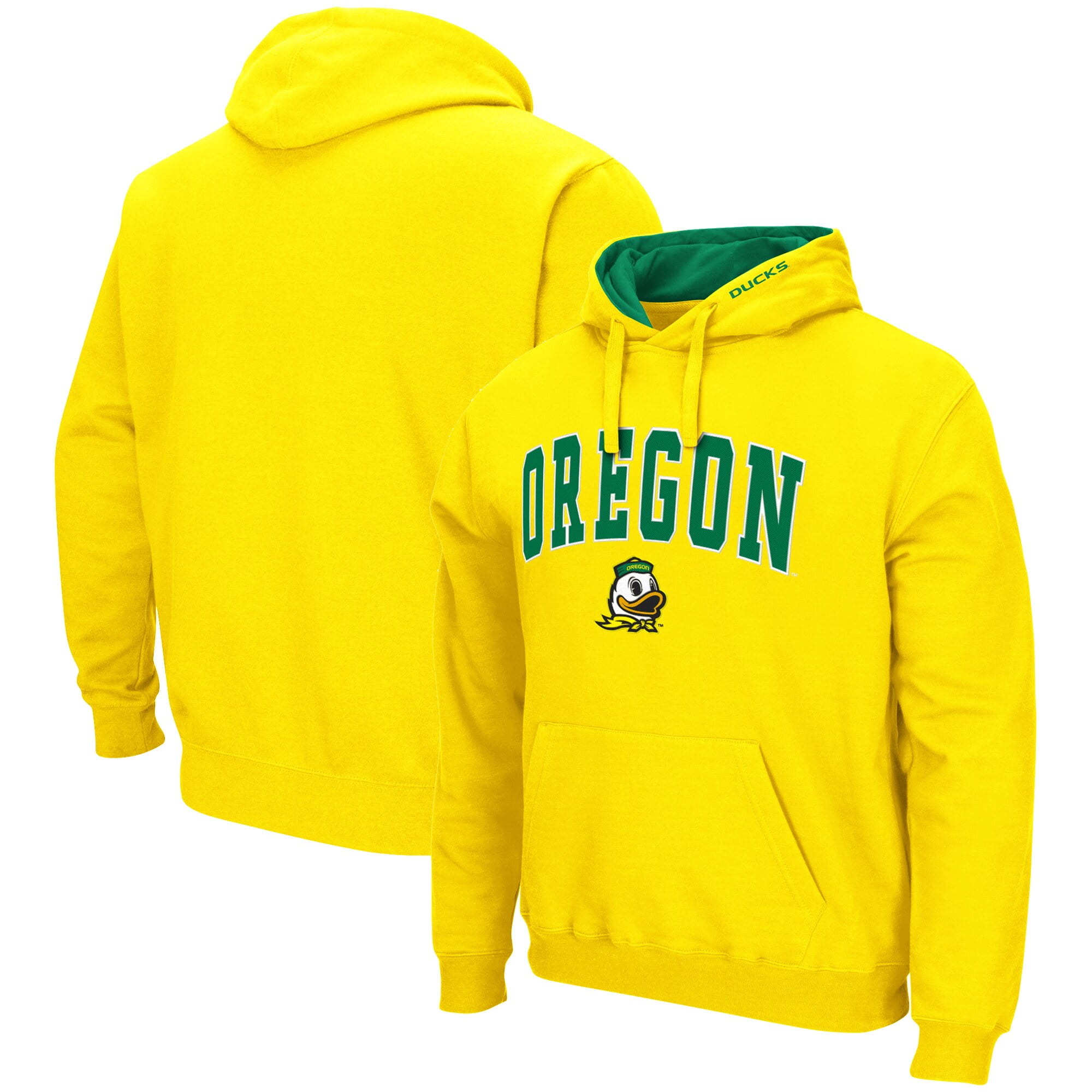 Men's Colosseum Yellow Oregon Ducks Arch & Logo 3.0 Pullover Hoodie ...