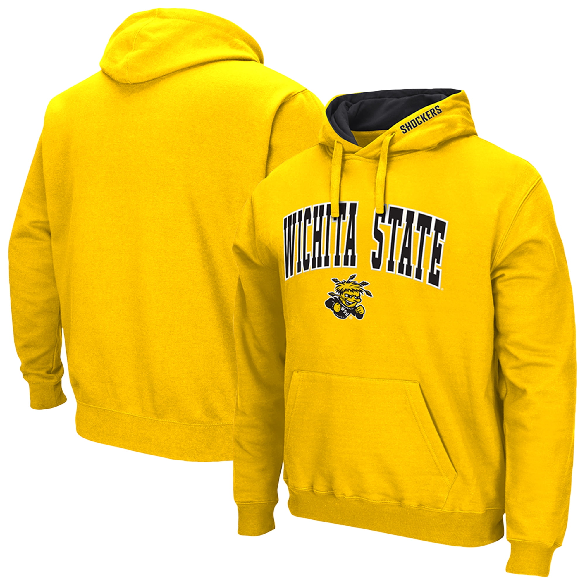 Men's Colosseum Yellow Wichita State Shockers Arch & Logo 3.0 Pullover ...