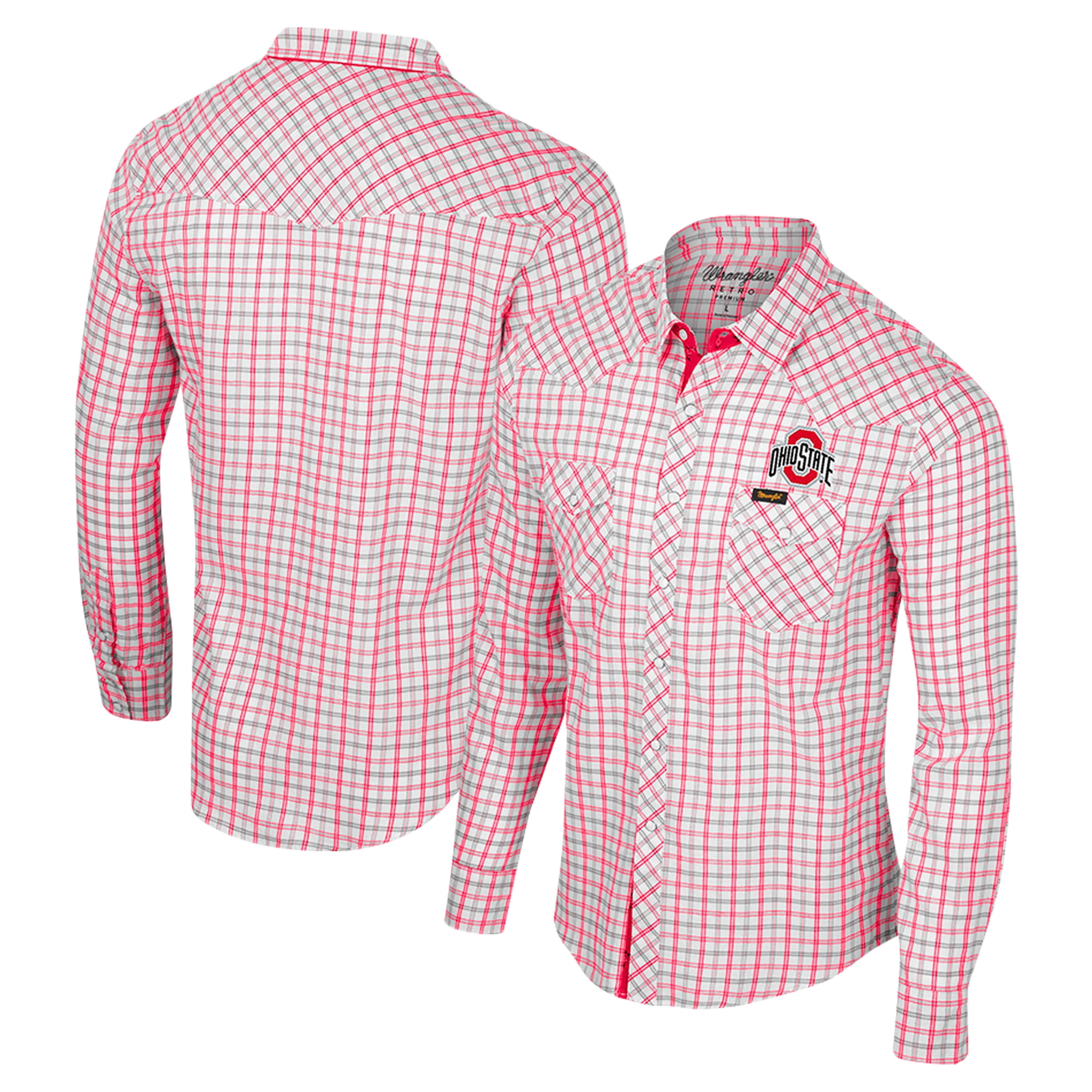Men's Colosseum x Wrangler White Ohio State Buckeyes Plaid Window Pane ...
