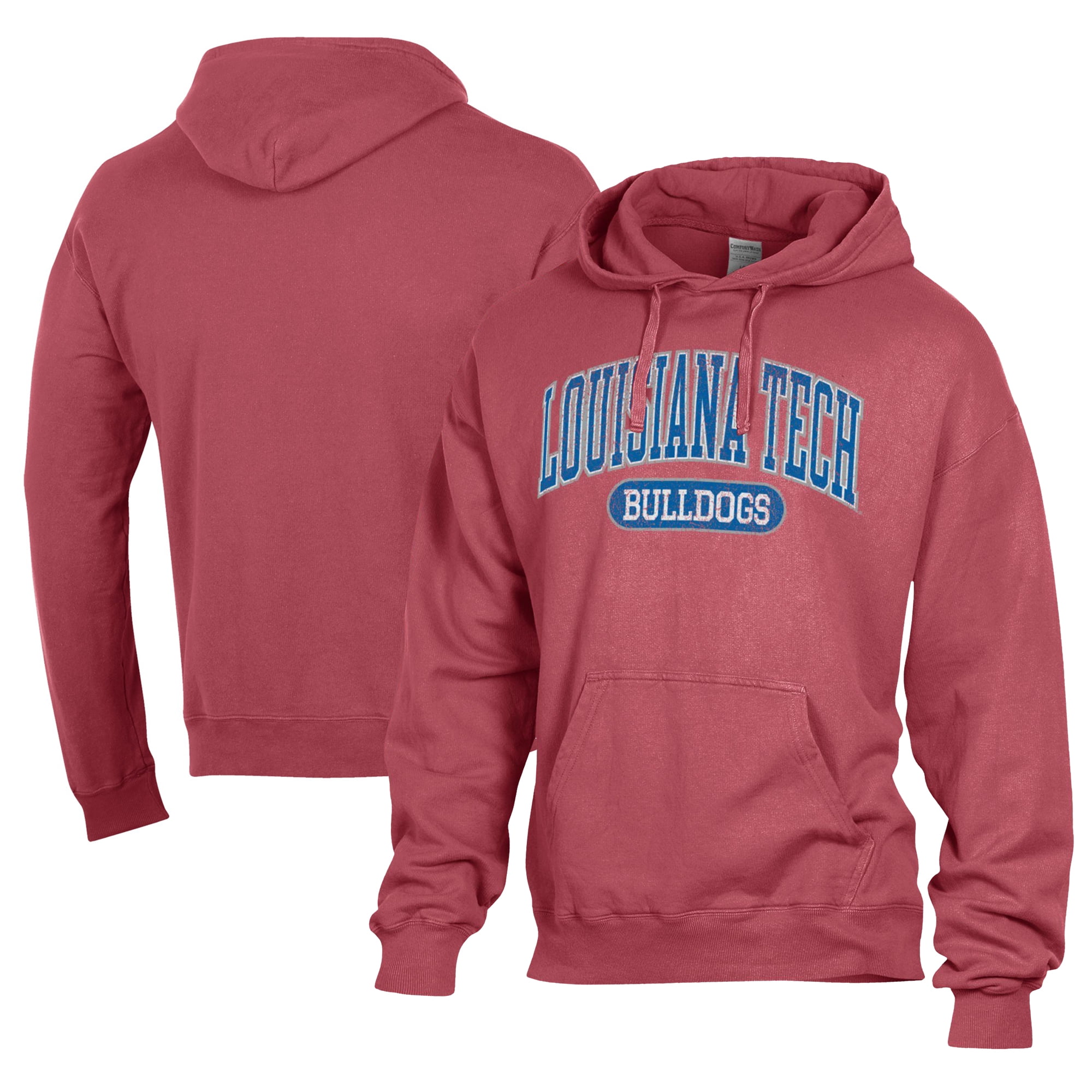 Men's Comfort Wash Red Louisiana Tech Bulldogs Lightweight Fleece ...