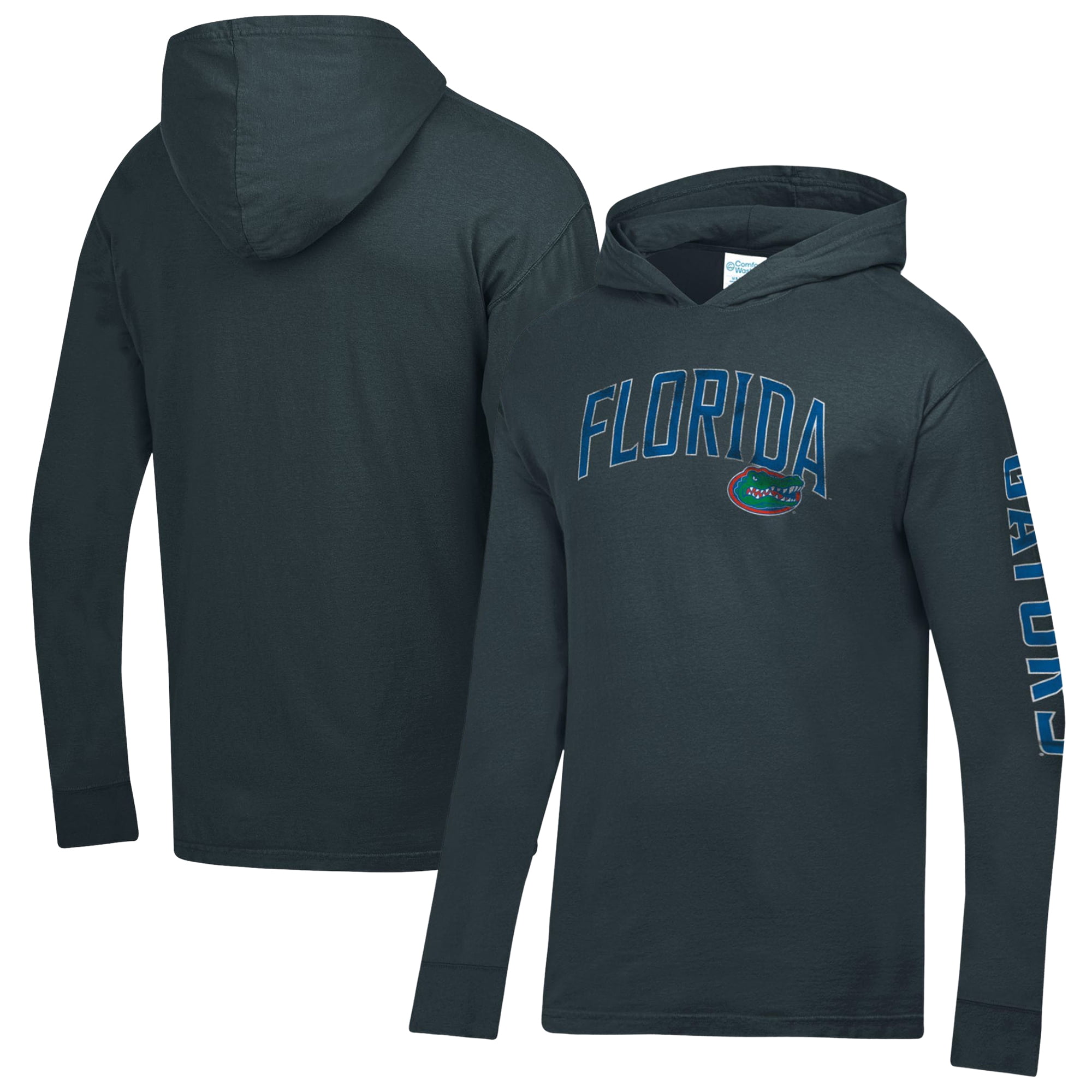 Men's ComfortWash Charcoal Florida Gators Long Sleeve Hooded T-Shirt ...