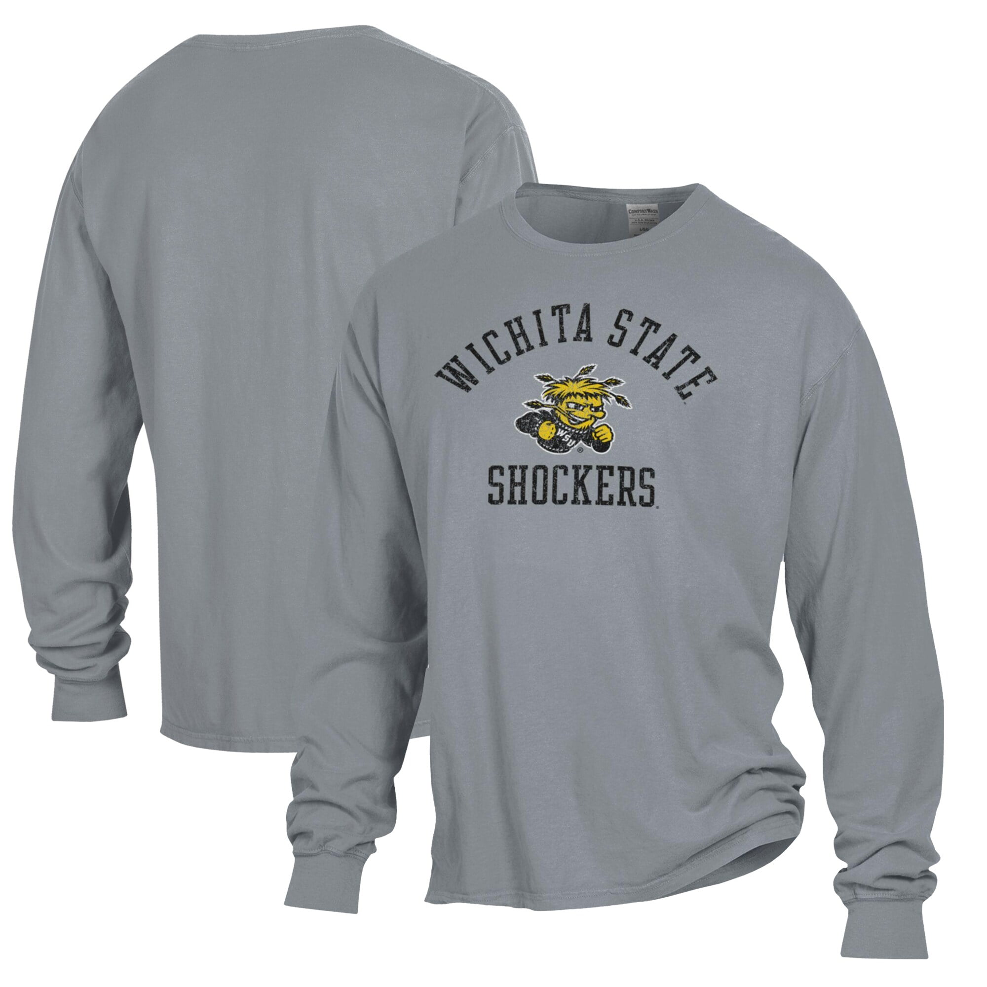 Men's ComfortWash Gray Wichita State Shockers Long Sleeve T-Shirt ...