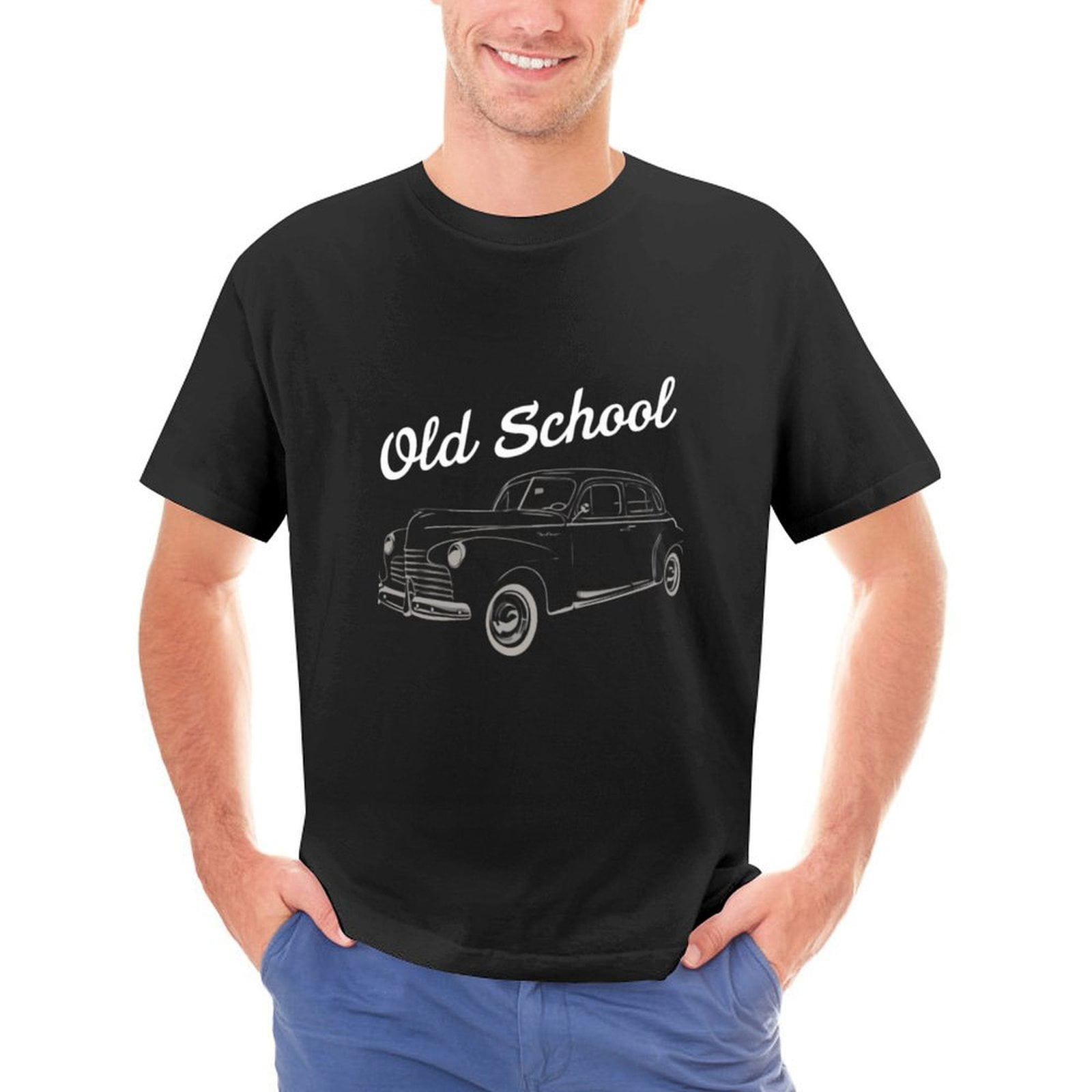 Men's Comfy Short Sleeve Crew Neck Tee -Chevy Classic Car Classic T ...