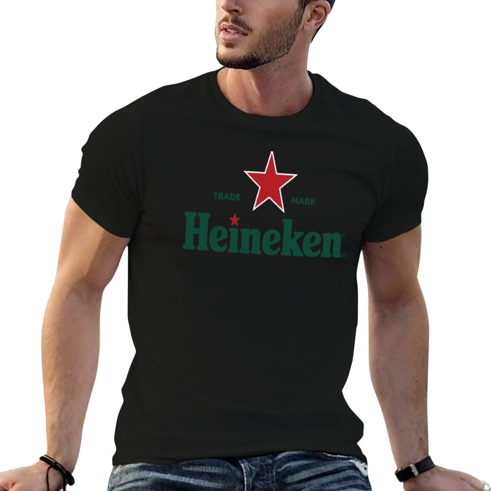 Men's Comfy Short Sleeve Crew Neck Tee -Heineken Beer Print 2 T-shirt ...