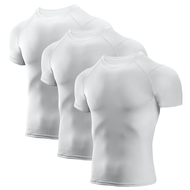 Men's Compression Shirts 3 Pack, Short Sleeve Athletic Compression Tops Cool Dry Workout T Shirt ...