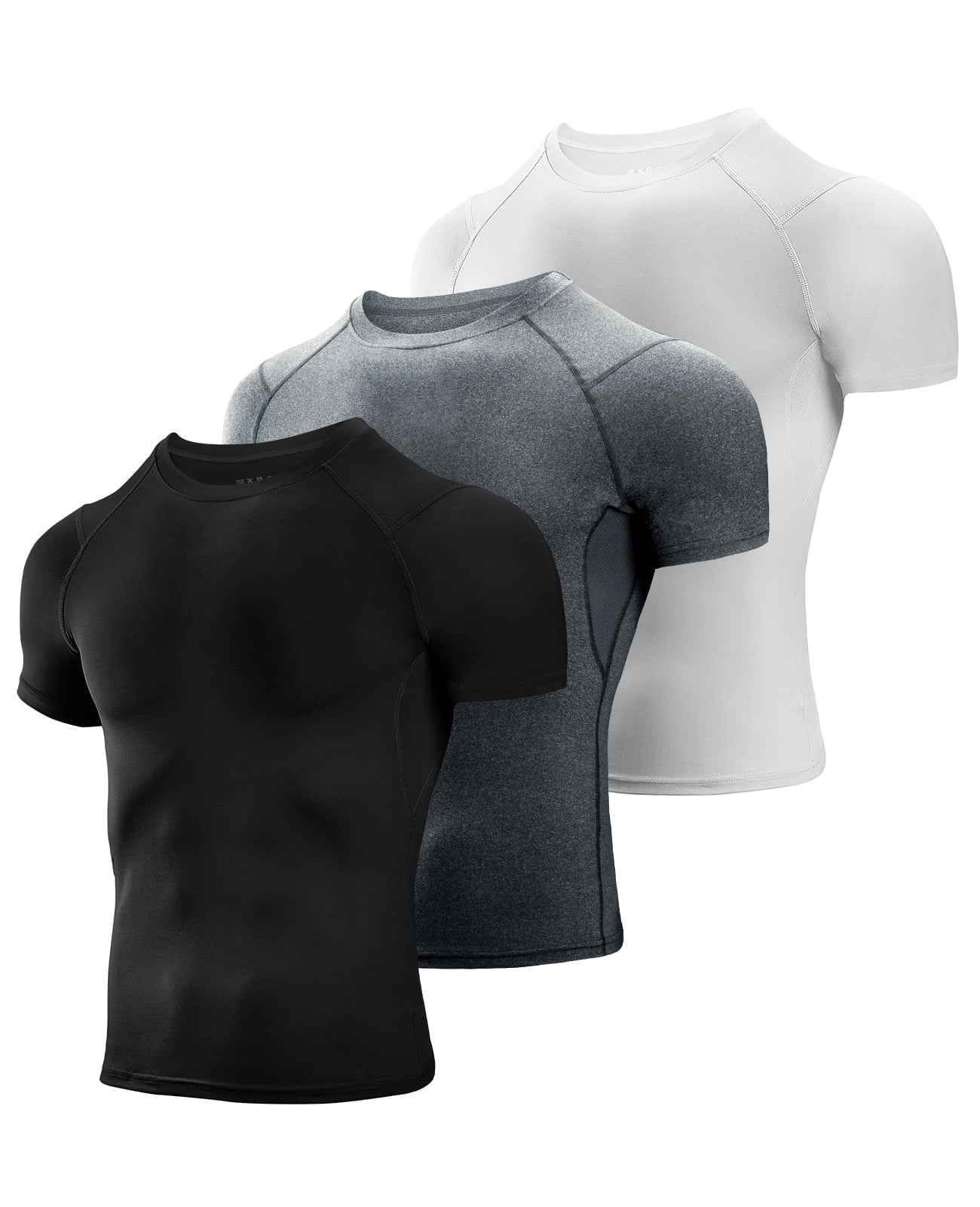 Men's Compression Shirts 3 Pack,Short Sleeve Athletic Compression Tops ...