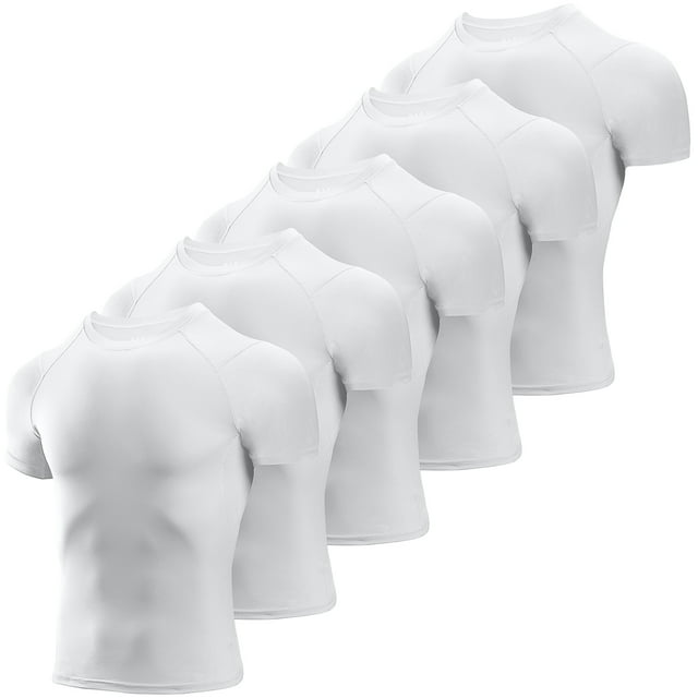Men's Compression Shirts 5 Pack, Short Sleeve Athletic Compression Tops ...