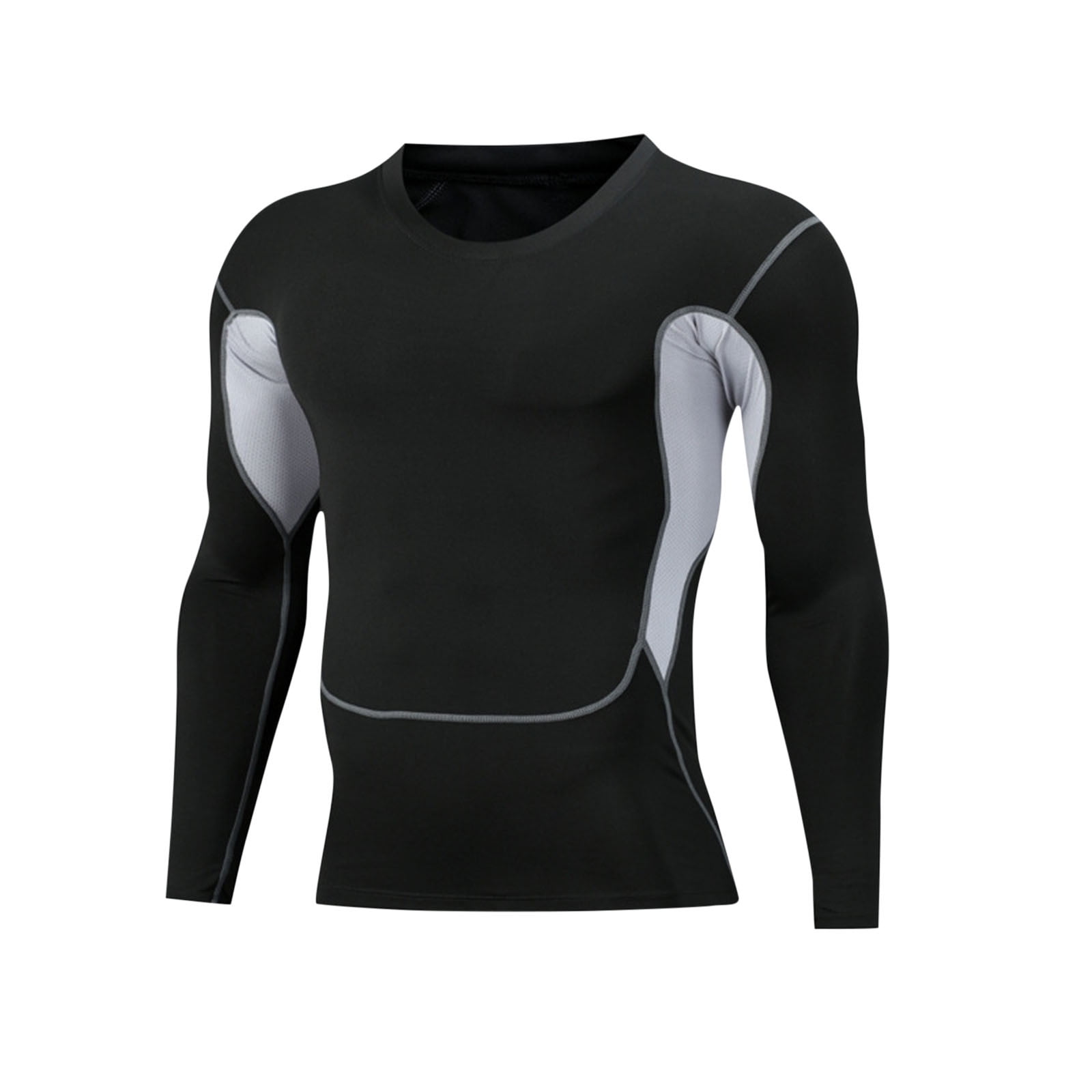 Men's Compression Shirts Colorblock Long Sleeve Rash Guard Athletic ...