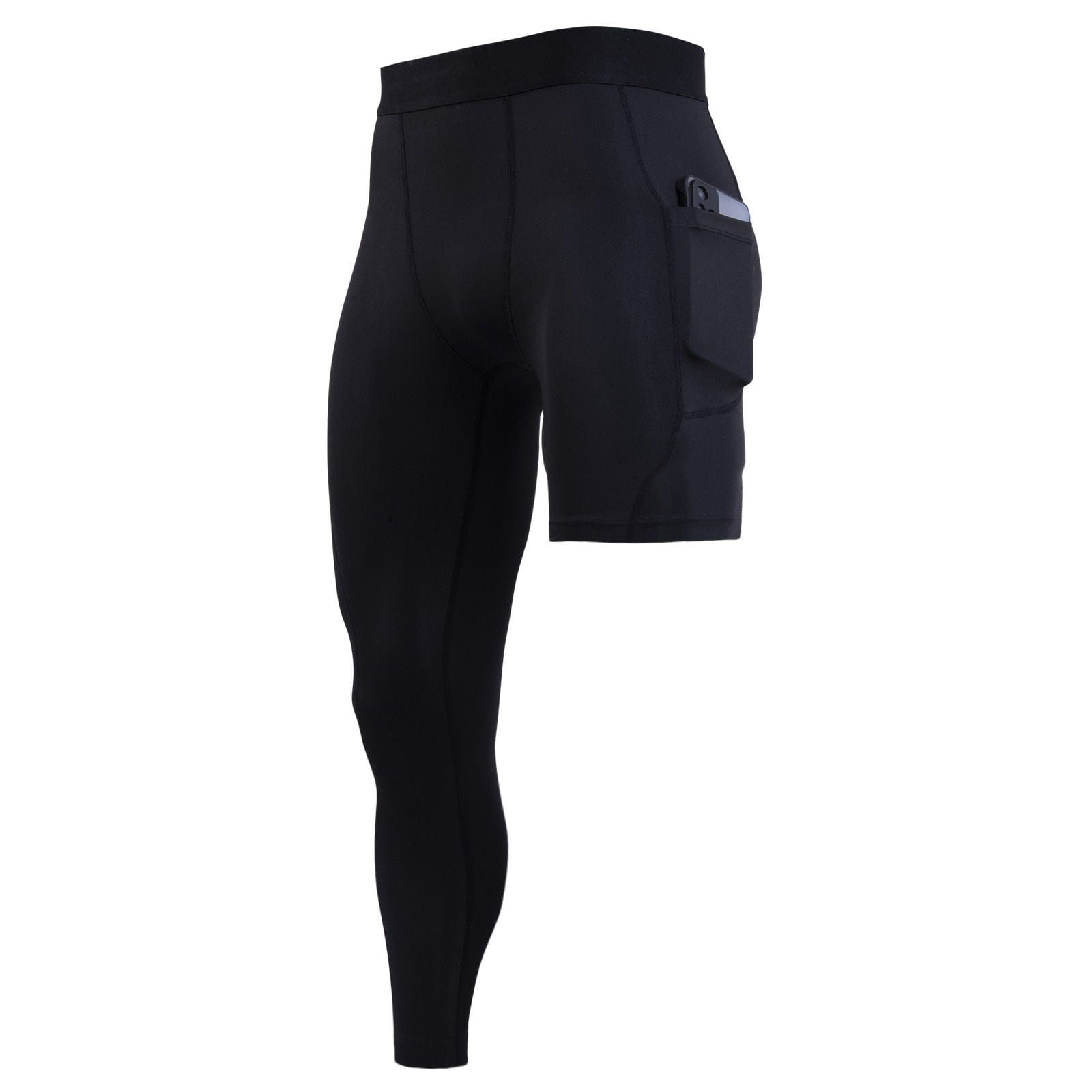 Men's Compression Single Leg Tight Sports Pants 3/4 One Leg Compression ...