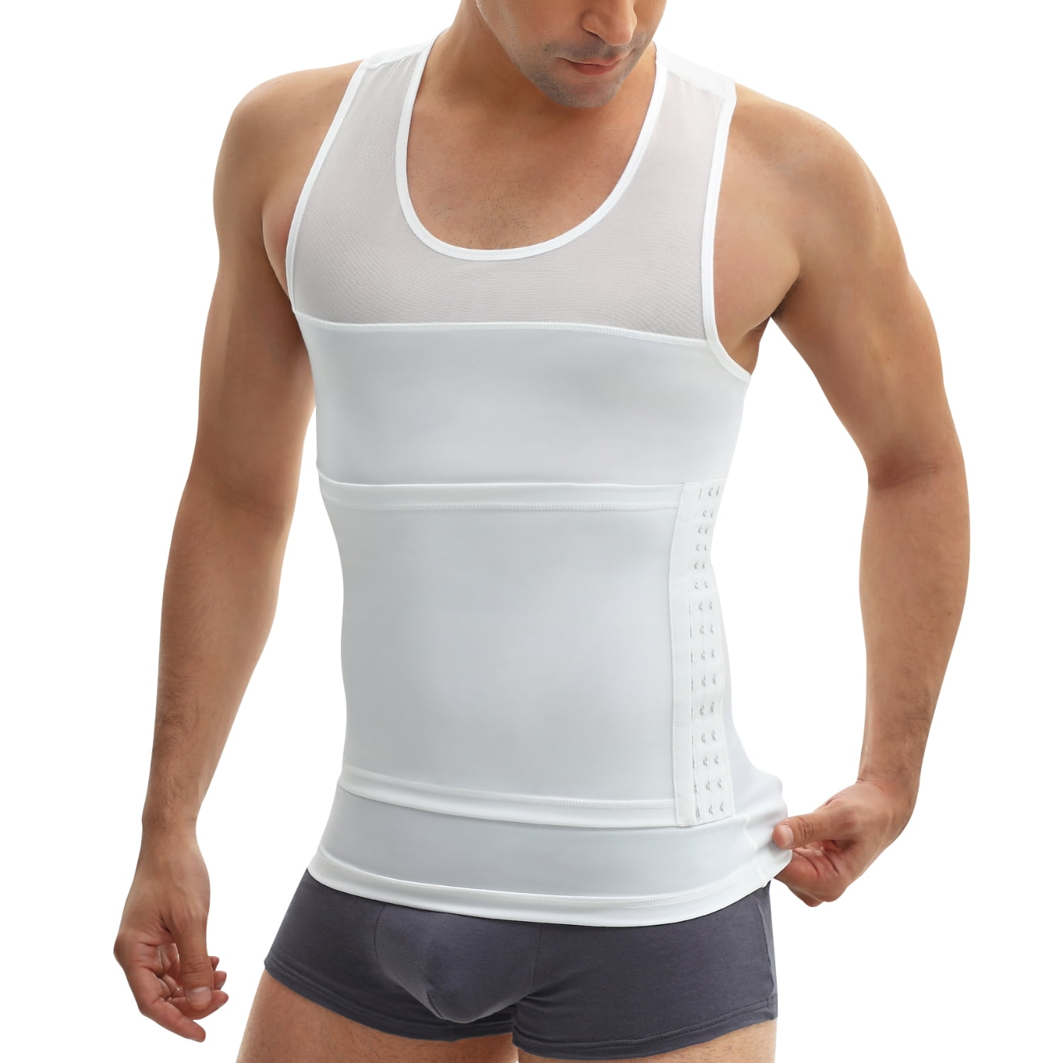 Men's Compression Vest Slimming and Tummy Control Undershirt with Moobs ...