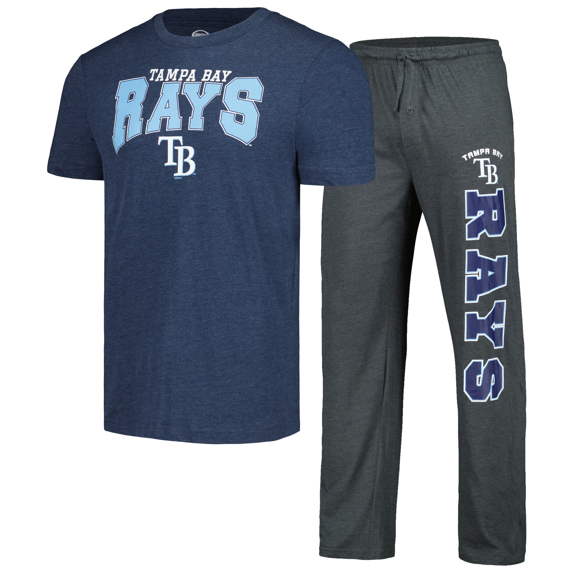 Men's Concepts Sport Charcoal/Navy Tampa Bay Rays Meter T-Shirt & Pants ...