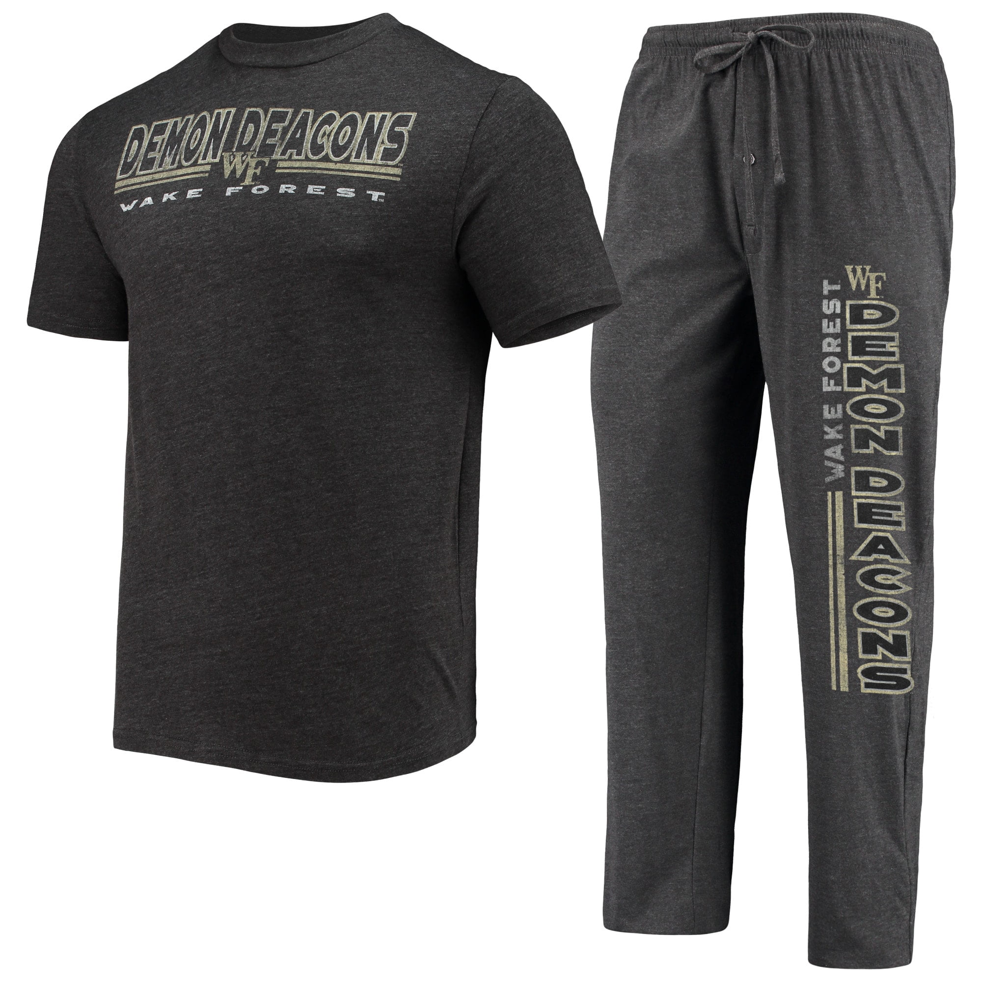 Men's Concepts Sport Heathered Charcoal/Black Wake Forest Demon Deacons ...