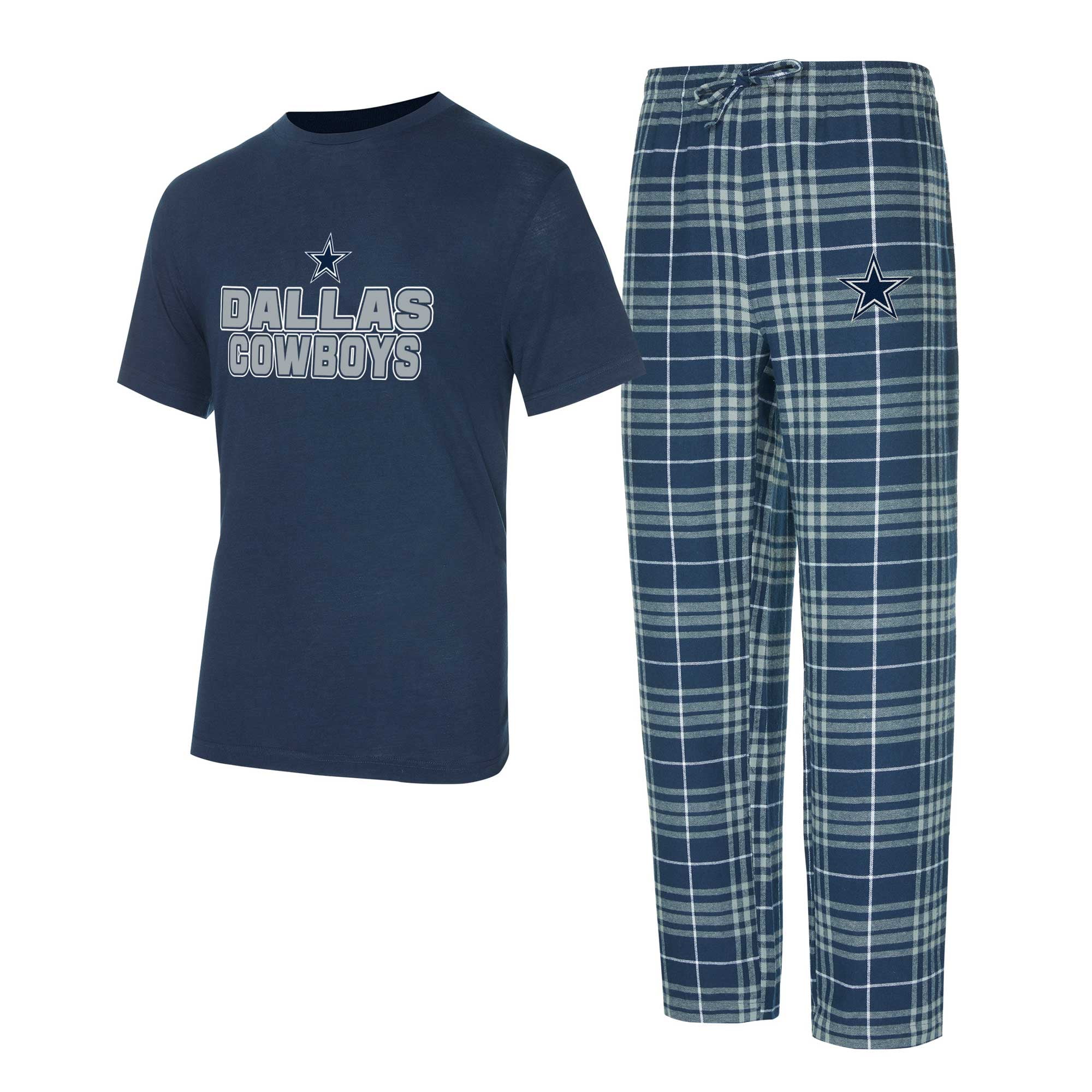 Men's Concepts Sport Navy/Gray Dallas Cowboys Vector T-Shirt & Flannel ...