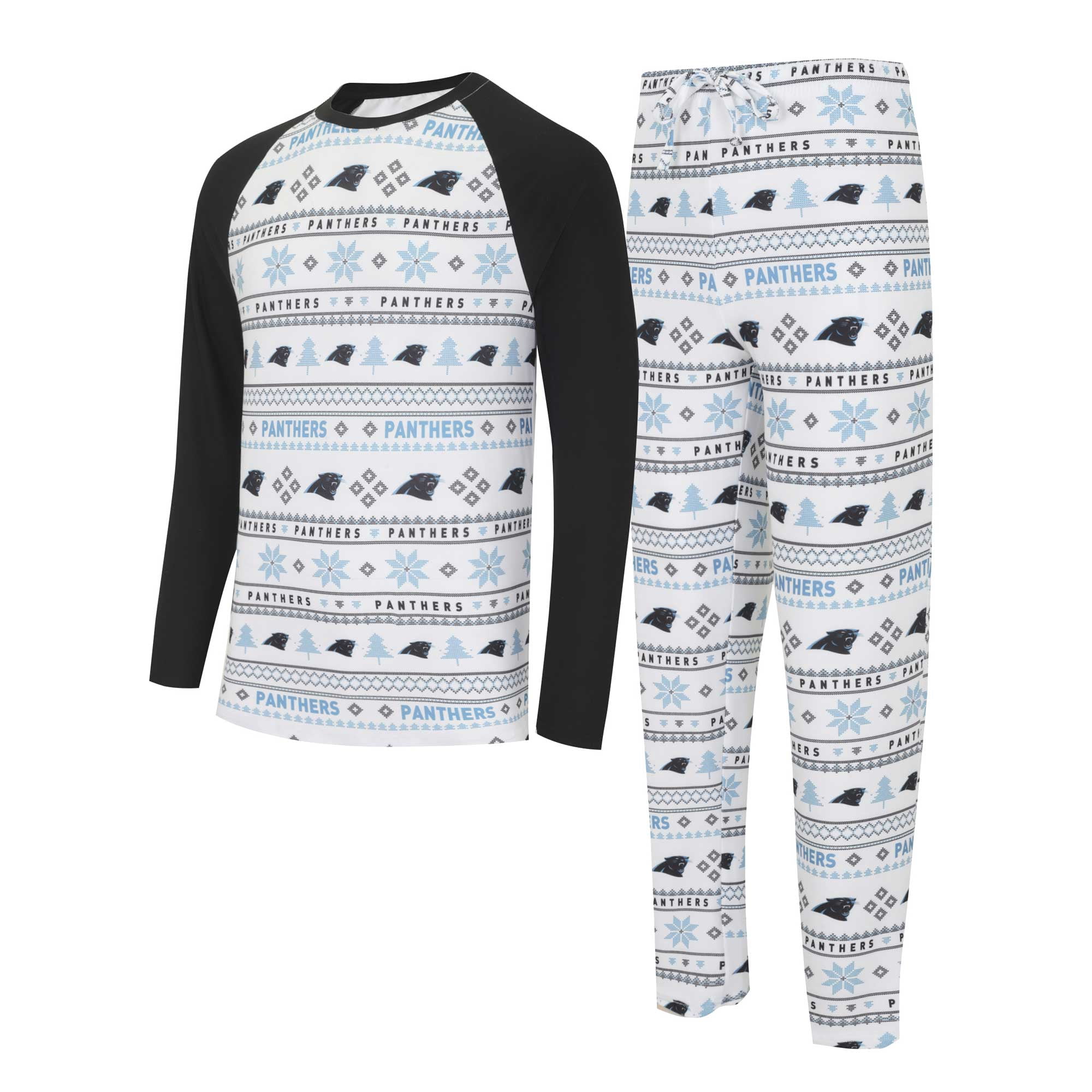 Men's Concepts Sport White/Black Carolina Panthers Tinsel-Raglan Long ...