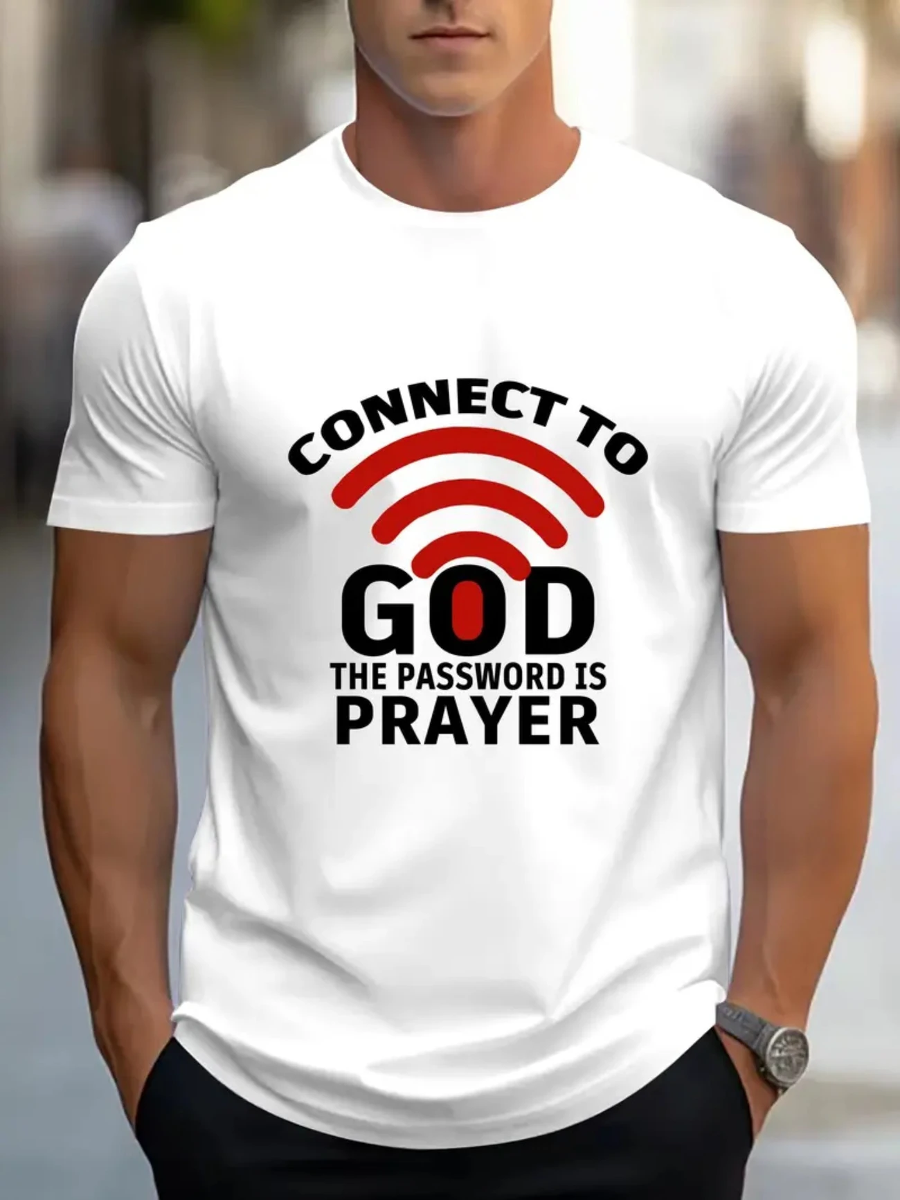 Men's 'Connect to God the Password is Prayer' Wi-Fi Graphic T-Shirt ...