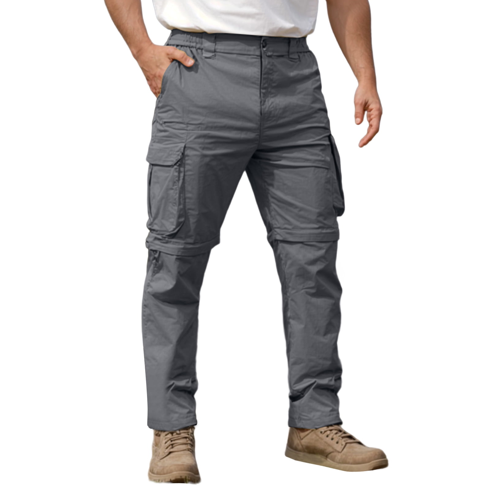Men's Convertible Hiking Pants with Elastic Waist Lightweight Multi ...