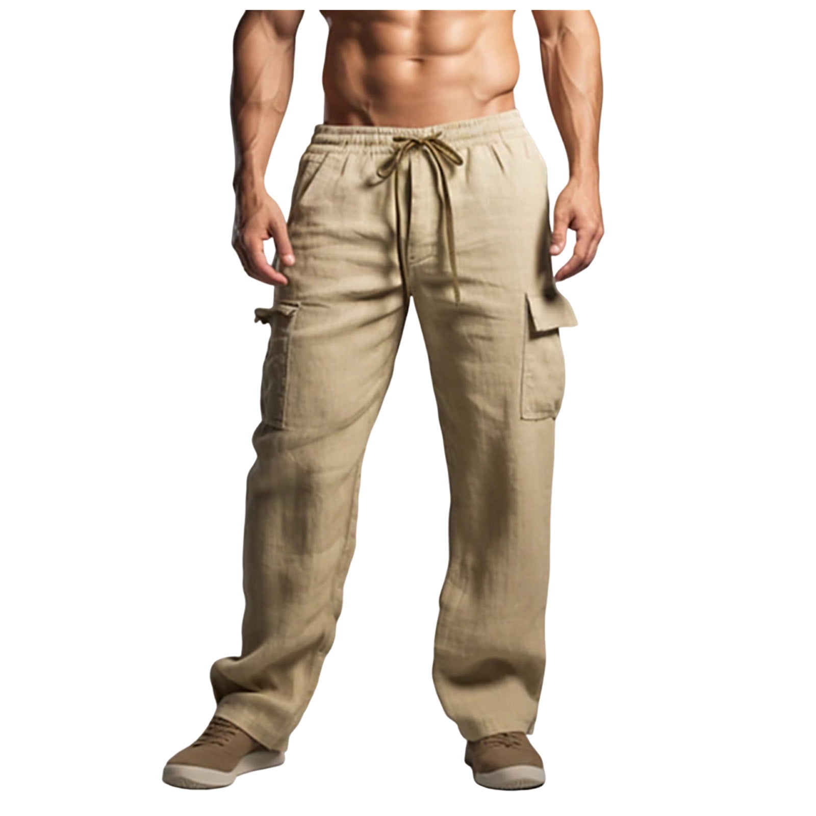 Men's Corduroy Autumn Vintage Loose Cargo Pocket Straight Pants Casual ...