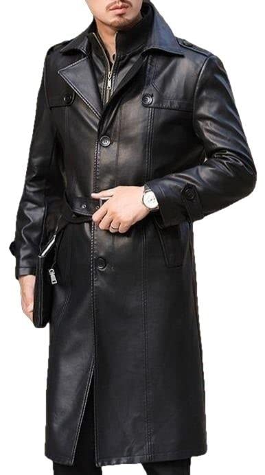 Men's Corey Fashion Parka Slim Fit Single Breasted Black Genuine ...