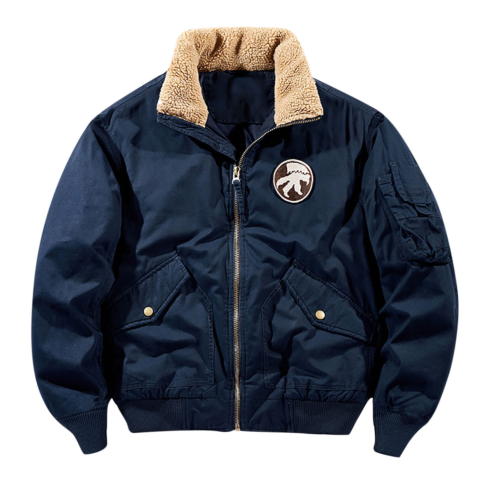 Men's Cotton Cargo Jacket Winter Sherpa Fleece Lined Work Jacket Coats ...