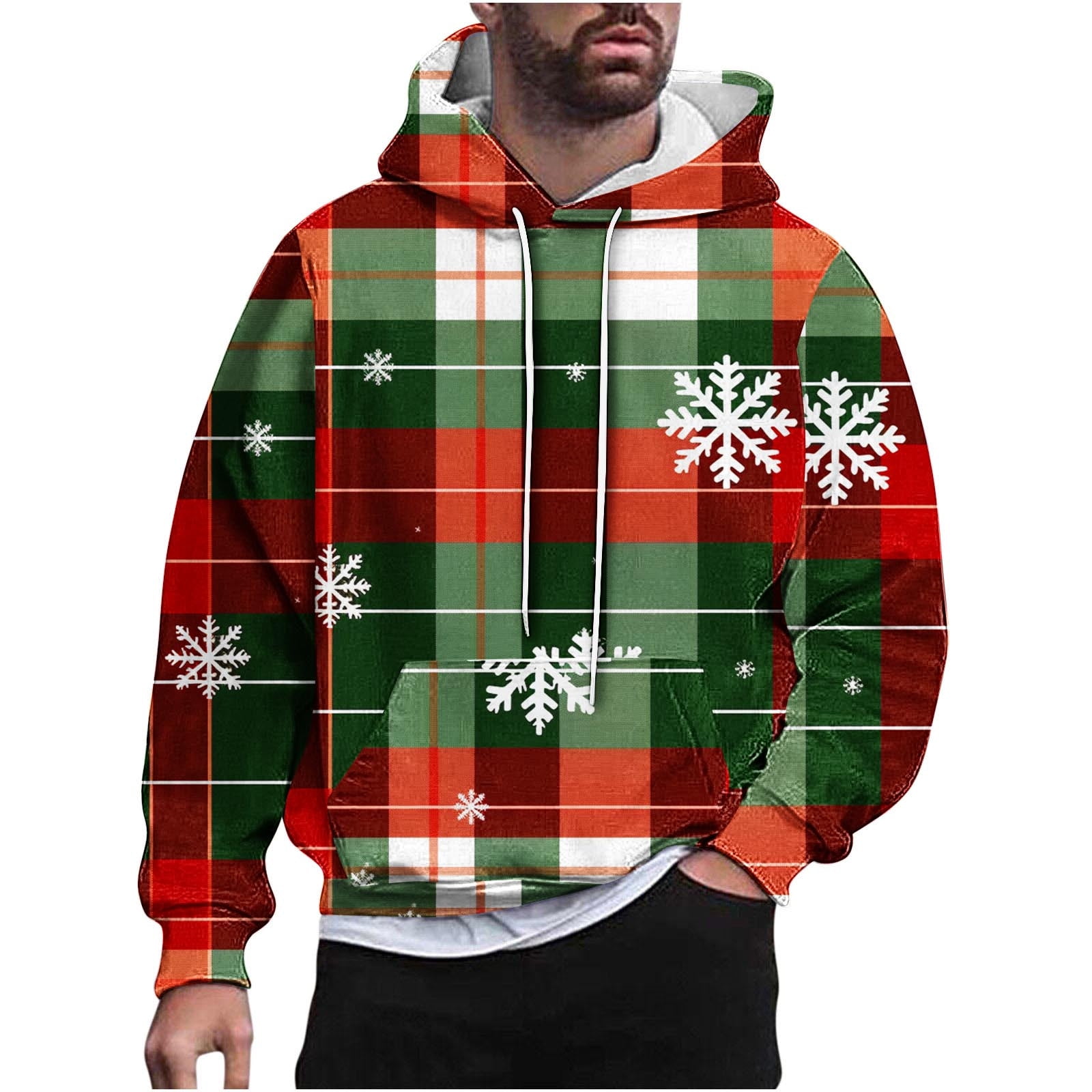 Men's Cotton Hoodies Geometric Printed Drawstring Hooded Sweatshirt ...