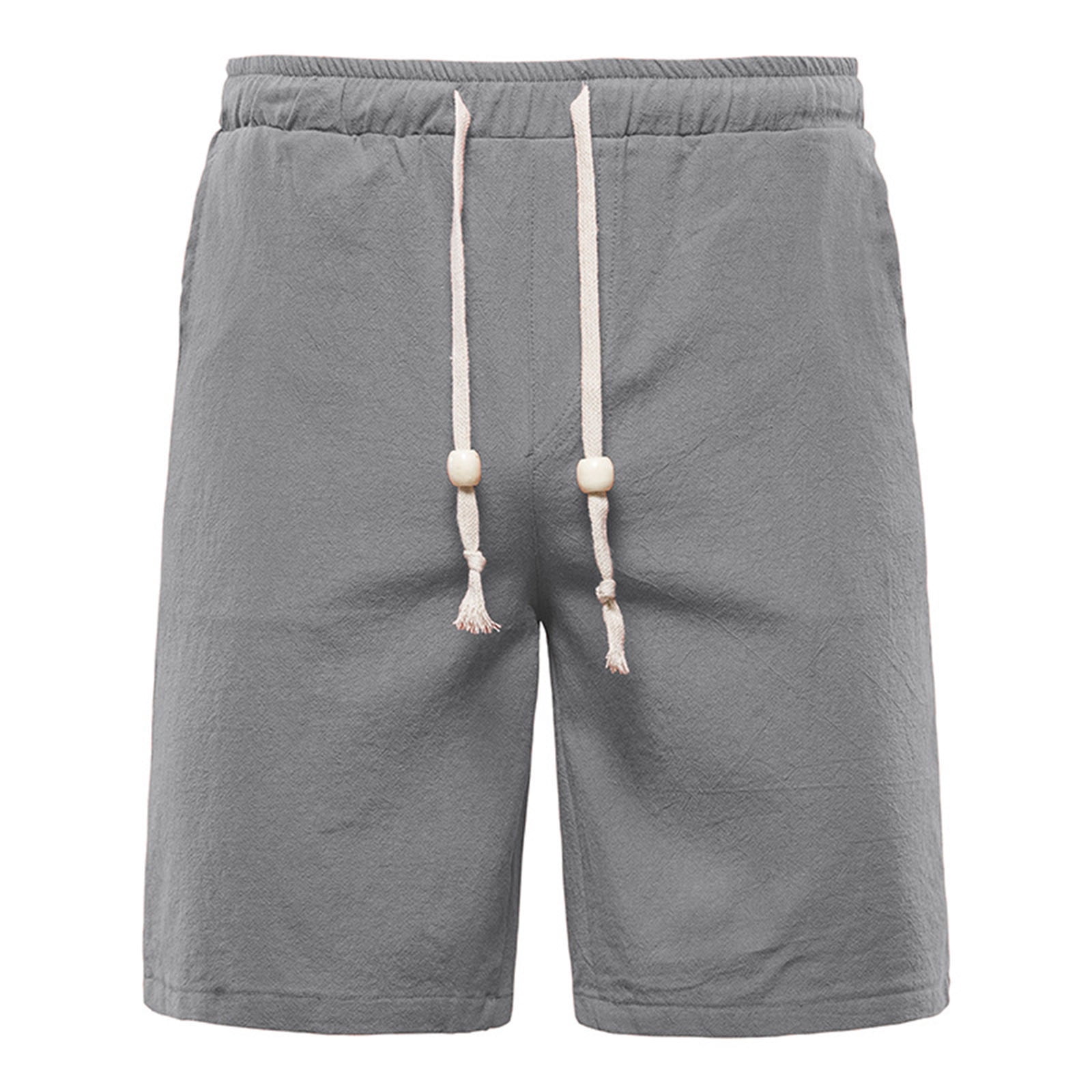 cllios Men's Cotton Linen Shorts, Elastic Waist, Drawstring, Casual ...