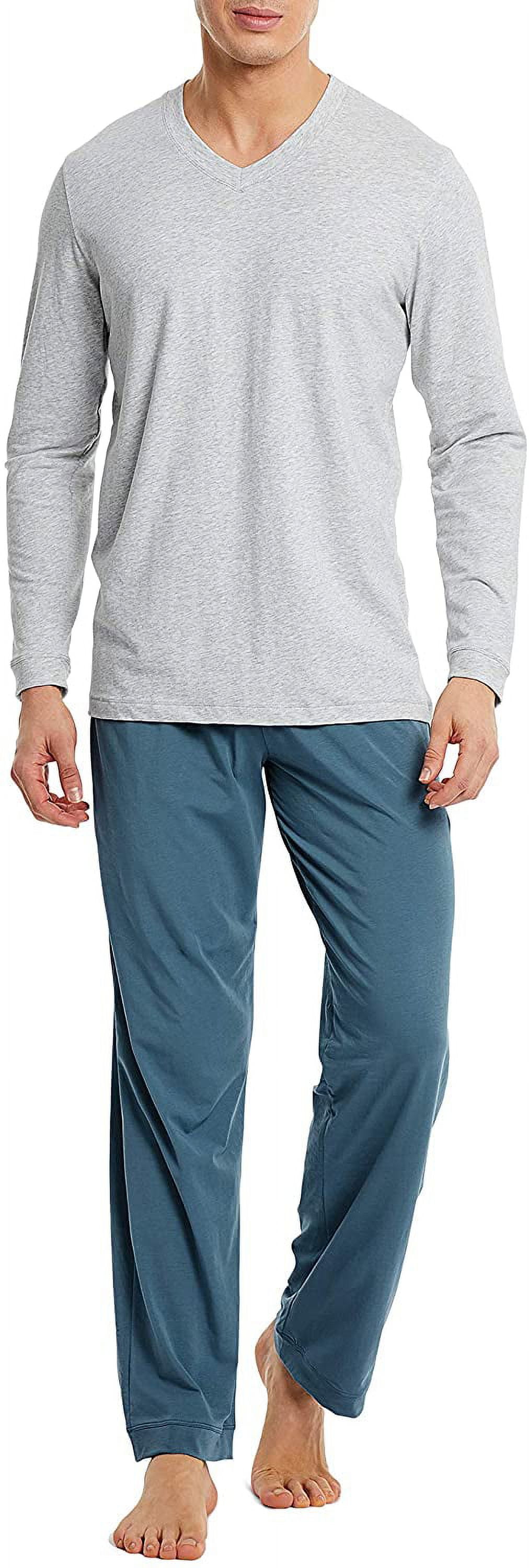 Men's Cotton Long Sleeve Sleep Top and Bottom Pajama Set - Walmart.com