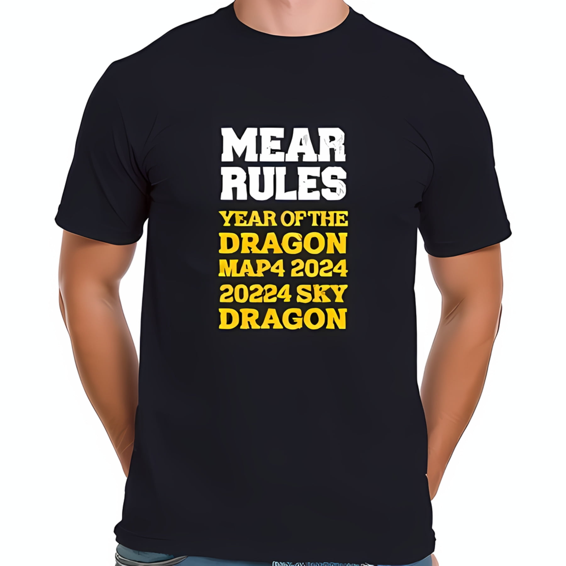 Men's Cotton Short Sleeve T-Shirt - Bold 'MEAR RULES' Design with Year ...