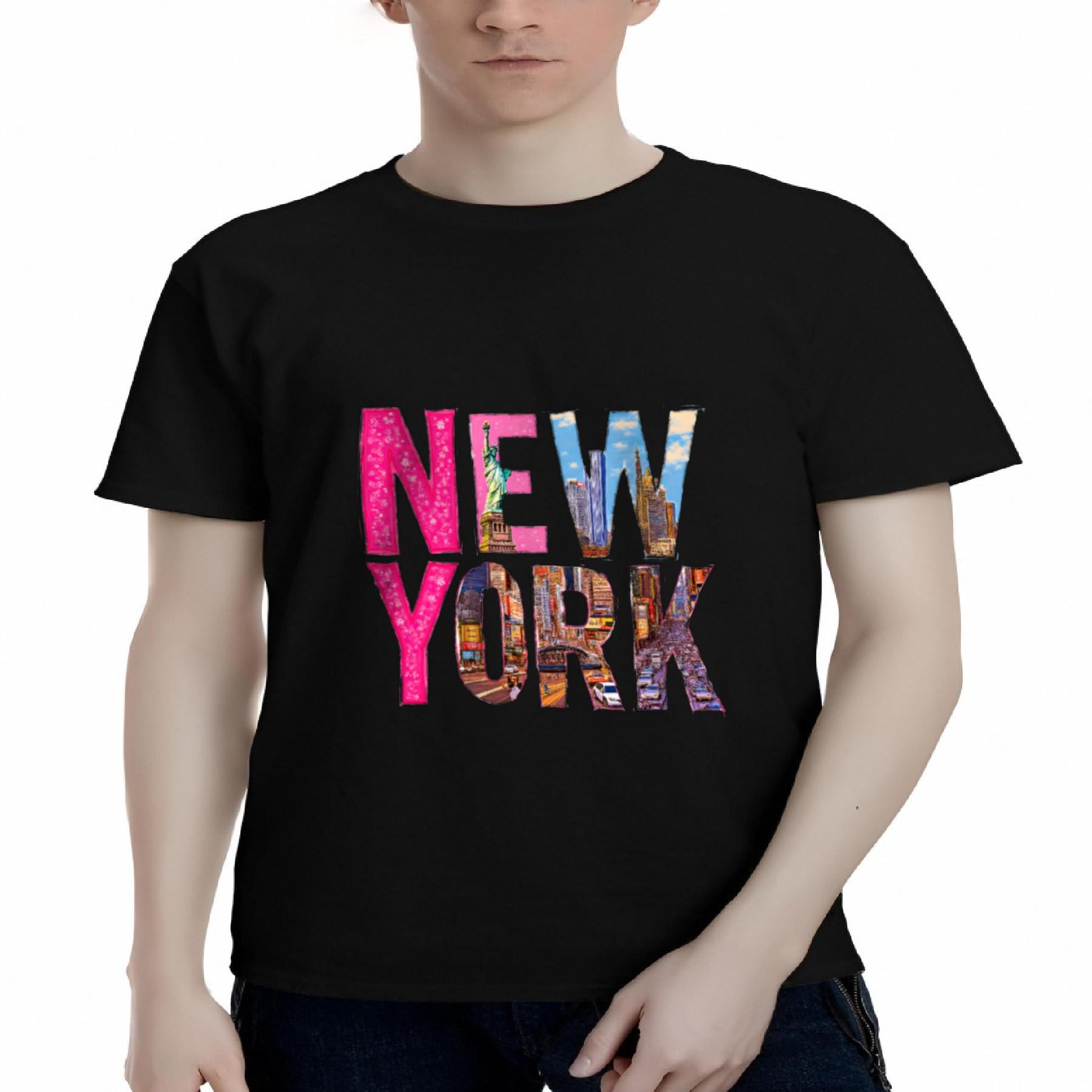Men's Cotton Short Sleeve T-Shirt - Bold ' NEW YORK ' Design with ...