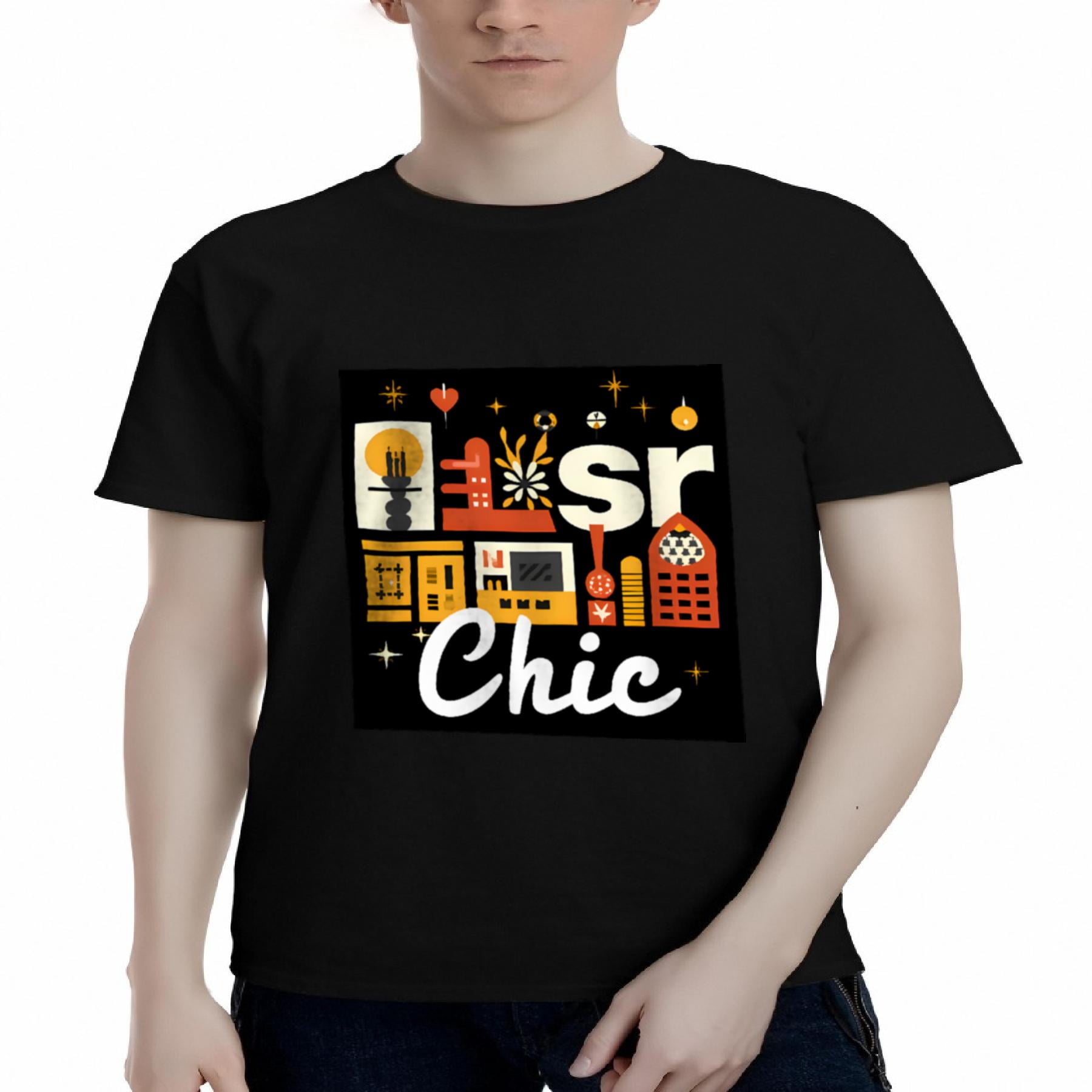 Men's Cotton Short Sleeve T-Shirt - Chic Cursive Graphic Design with ...