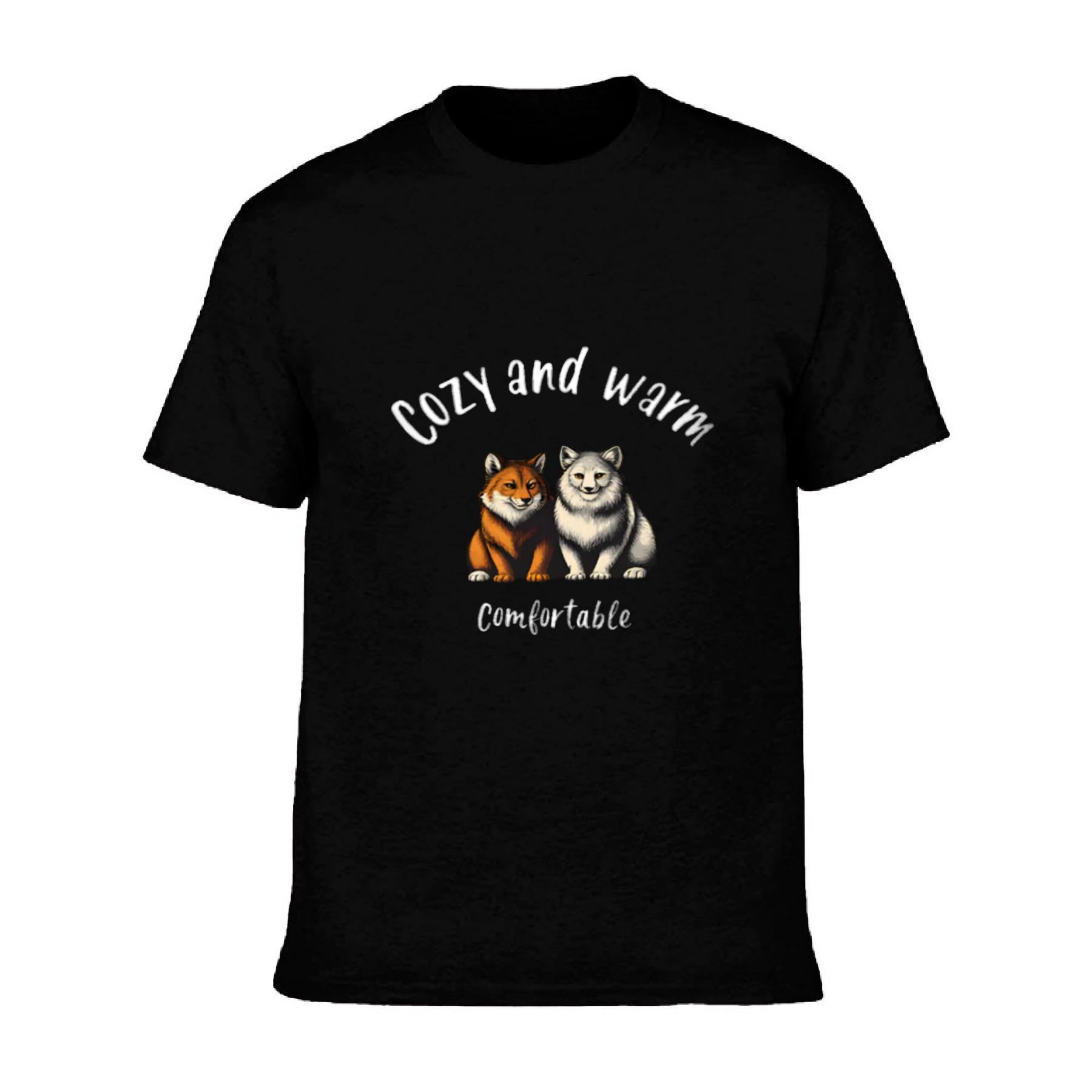 Men's Cotton Short Sleeve T-Shirt - Cozy Cartoon Cats Graphic Tee with ...
