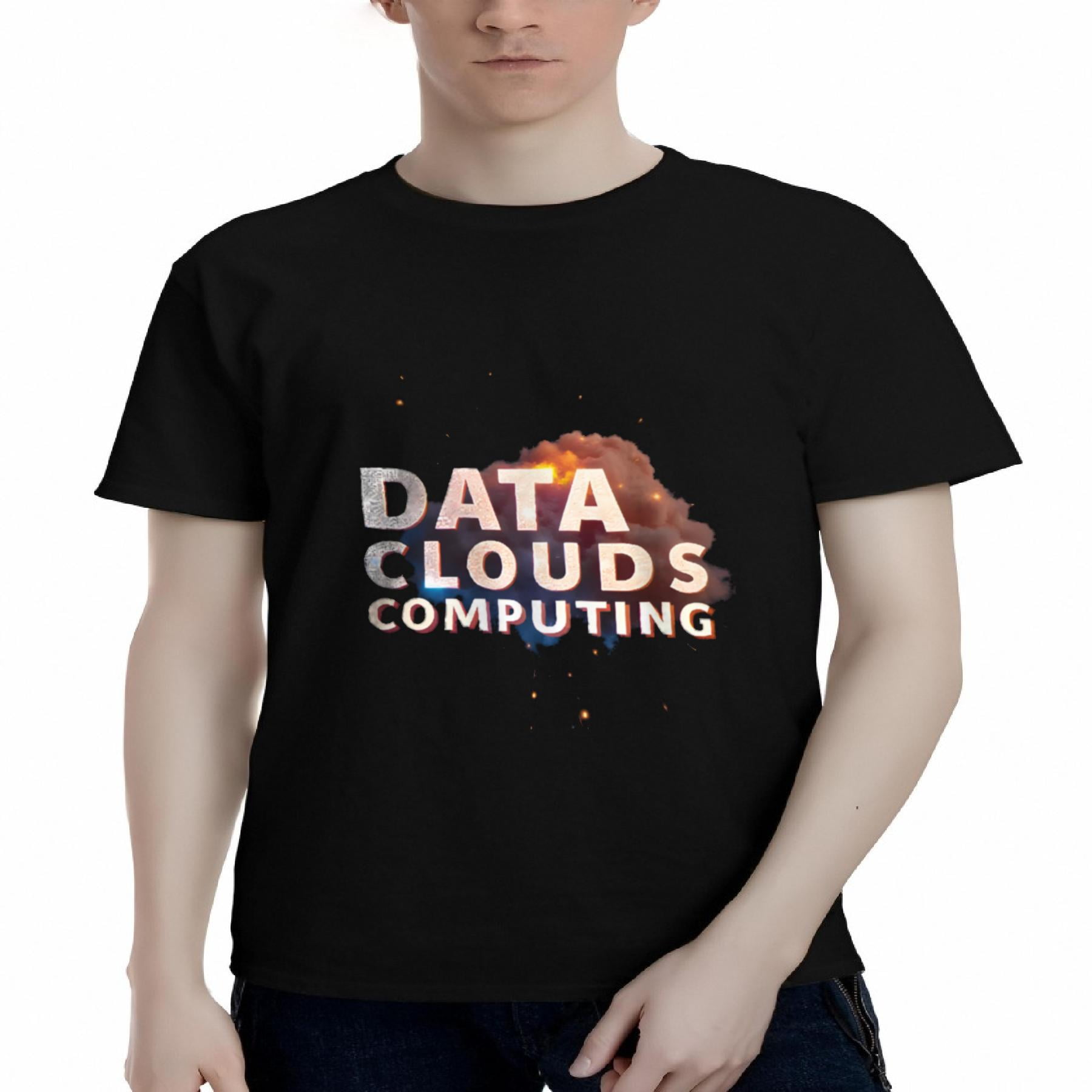 Men's Cotton Short Sleeve T-Shirt - " DATA CLOUDS COMPUTING " Graphic ...