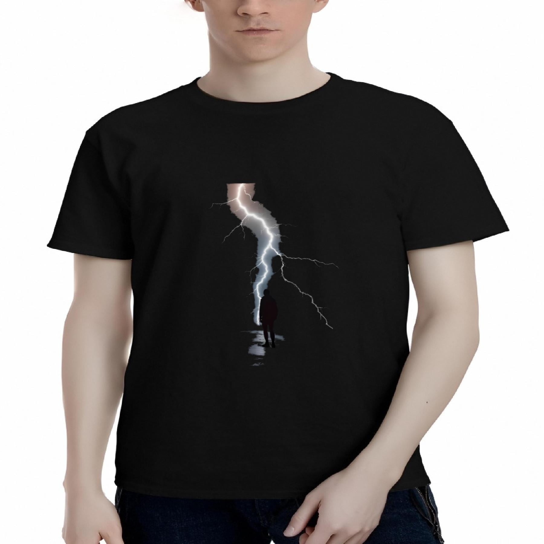 Men's Cotton Short Sleeve T-Shirt - Dramatic Graphic with Silhouette of ...
