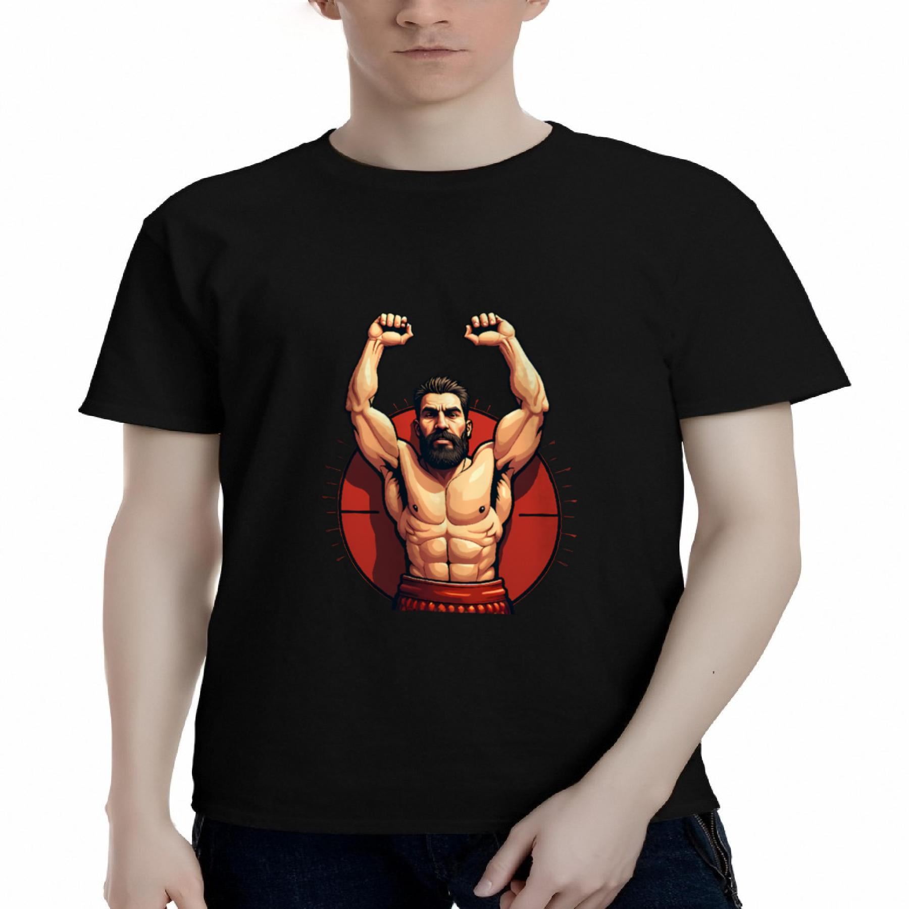 Men's Cotton Short Sleeve T-Shirt - Dynamic Red and Orange Gradient ...