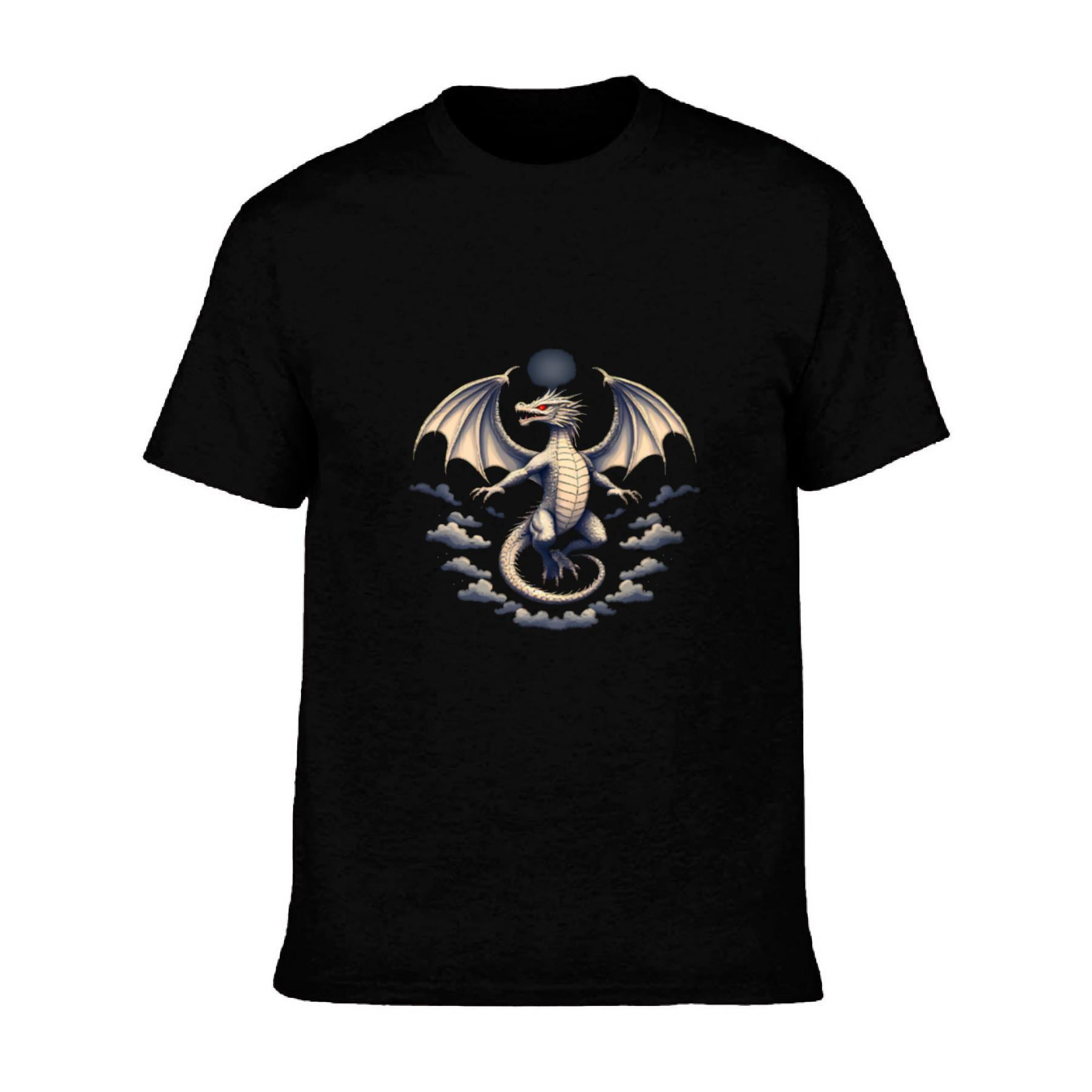 Men's Cotton Short Sleeve T-Shirt - Fantasy Dragon Graphic Tee with ...