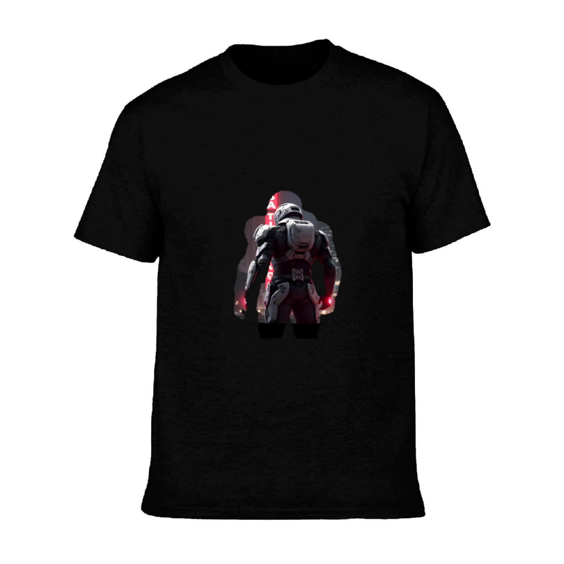 Men's Cotton Short Sleeve T-Shirt - Futuristic Humanoid Graphic with ...