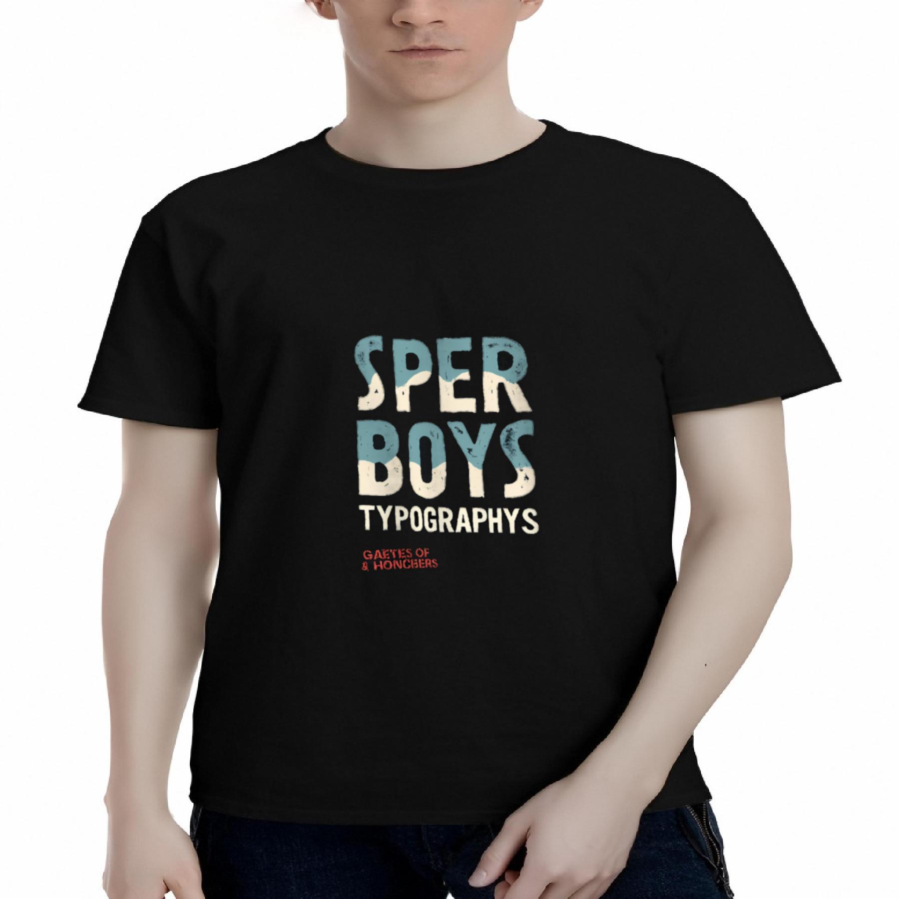Men's Cotton Short Sleeve T-Shirt - Modern Black Tee with Bold ' Sper ...