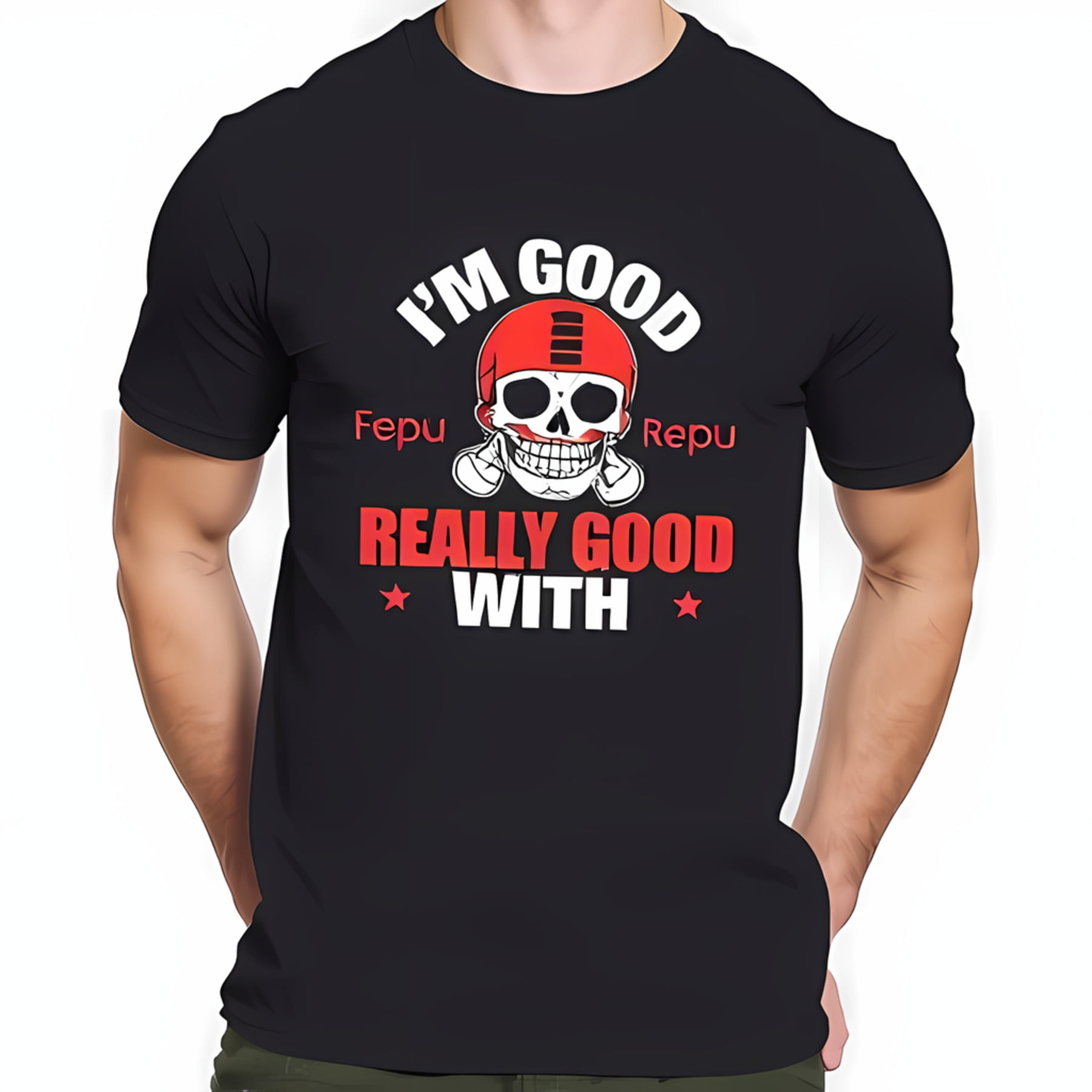 Men's Cotton Short Sleeve T-Shirt with Bold Graphic 'I'M GOOD ...