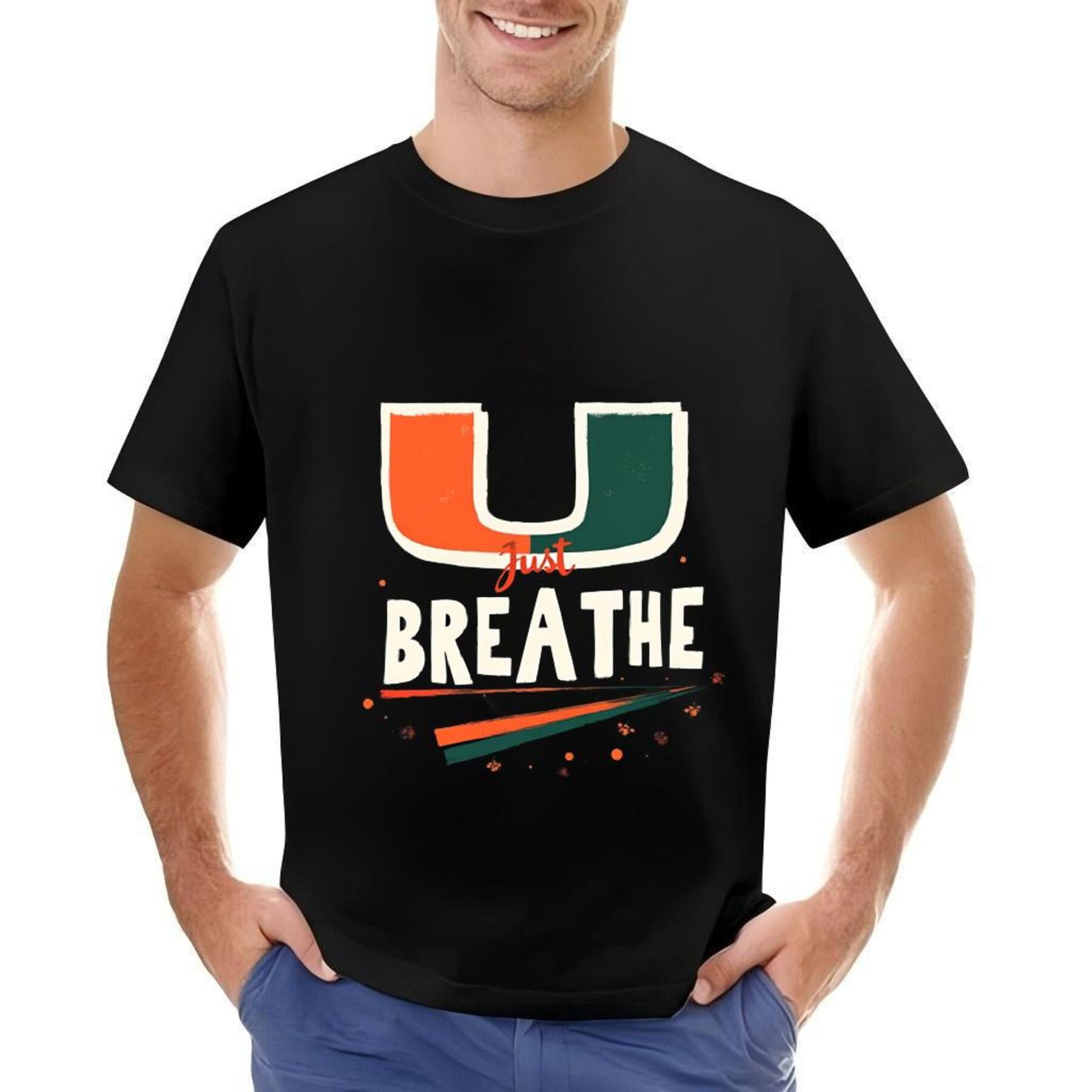 Men's Cotton Short Sleeve T-Shirt with Bold Miami-Inspired ' U ' Design ...