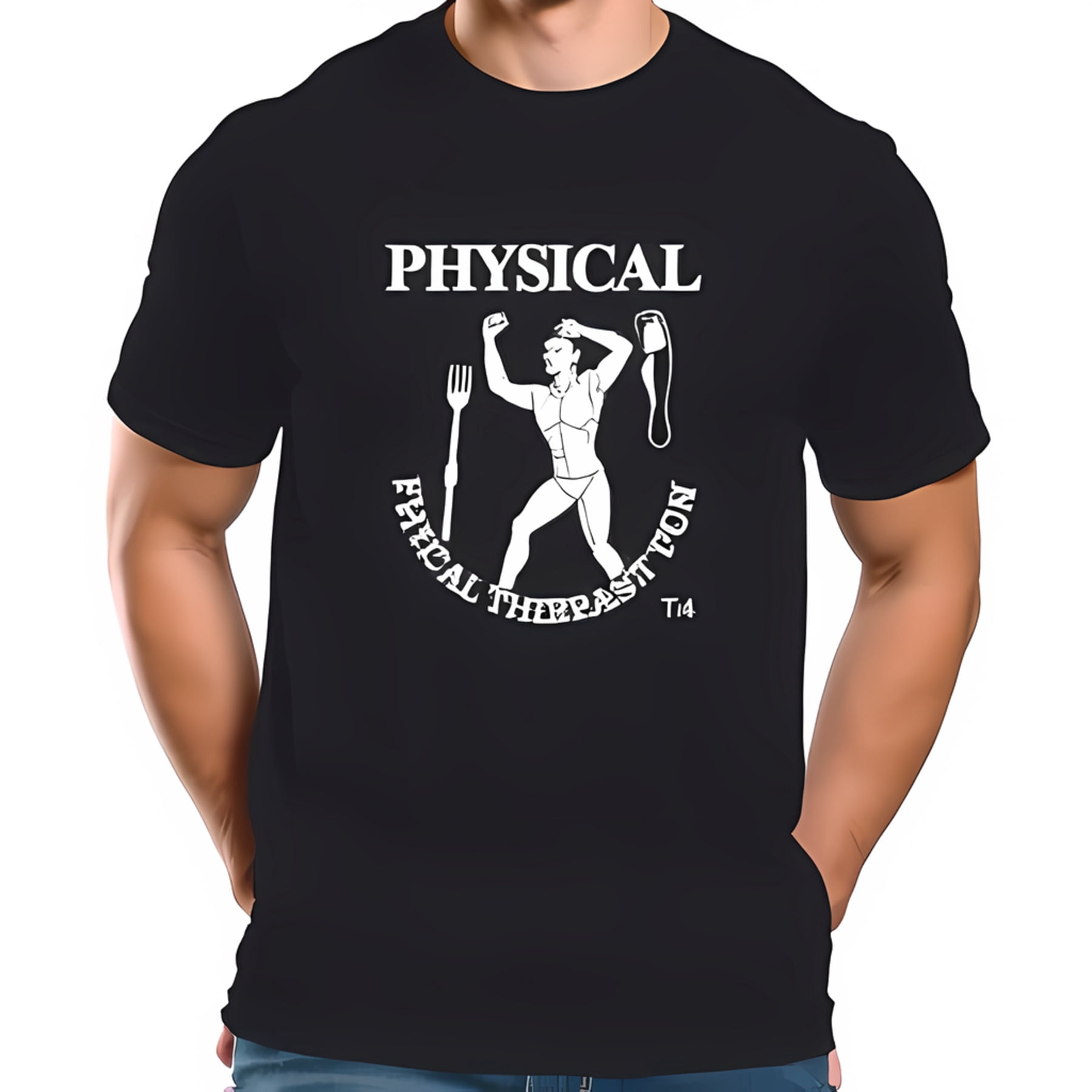 Men's Cotton Short Sleeve T-Shirt with Bold 'PHYSICAL' Graphic Design ...