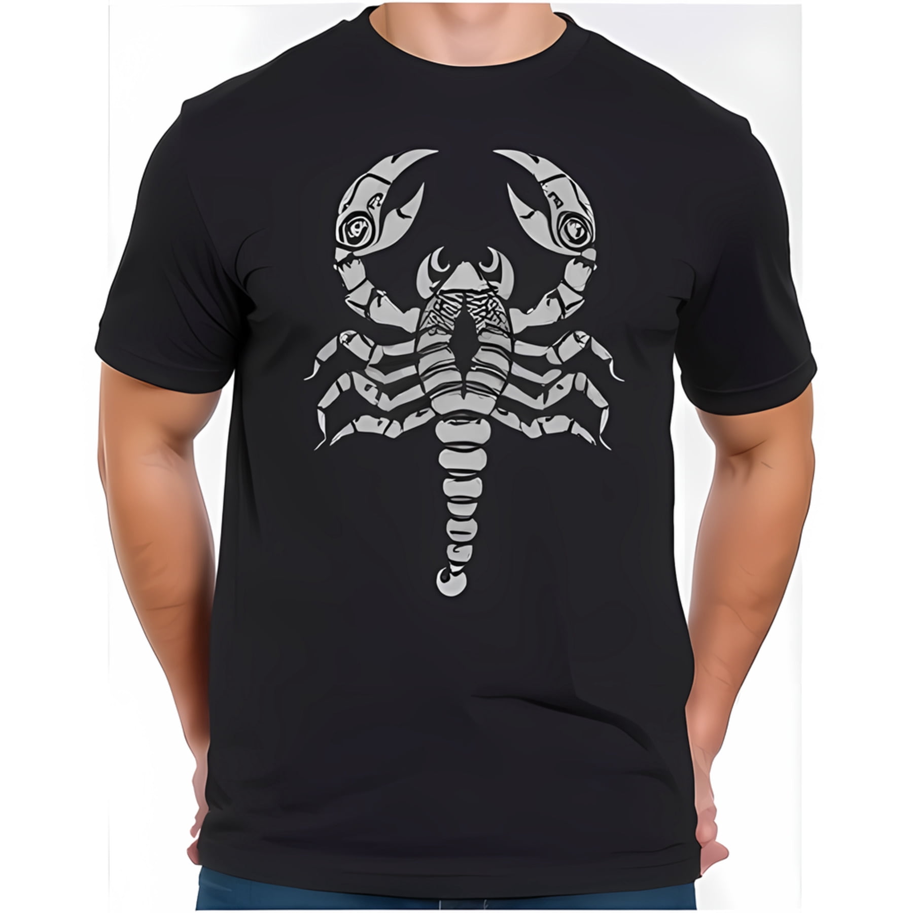 Men's Cotton Short Sleeve T-Shirt with Bold Silver Graphic - Eye ...