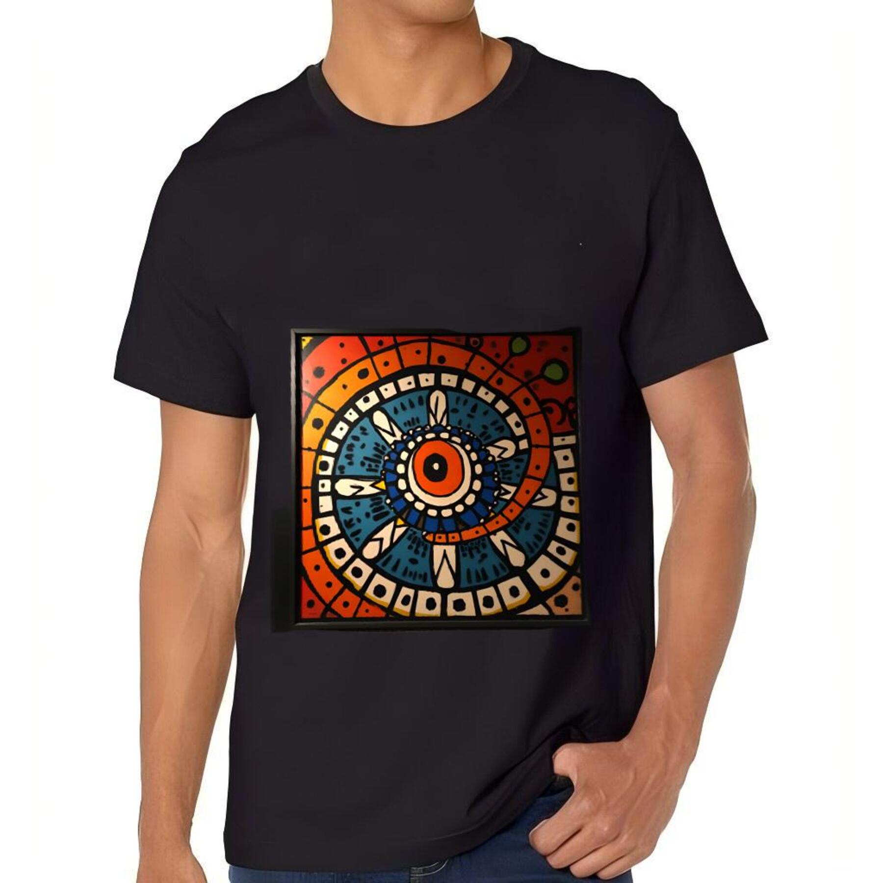 Men's Cotton Short Sleeve T-Shirt with Colorful Eye Pattern Design ...