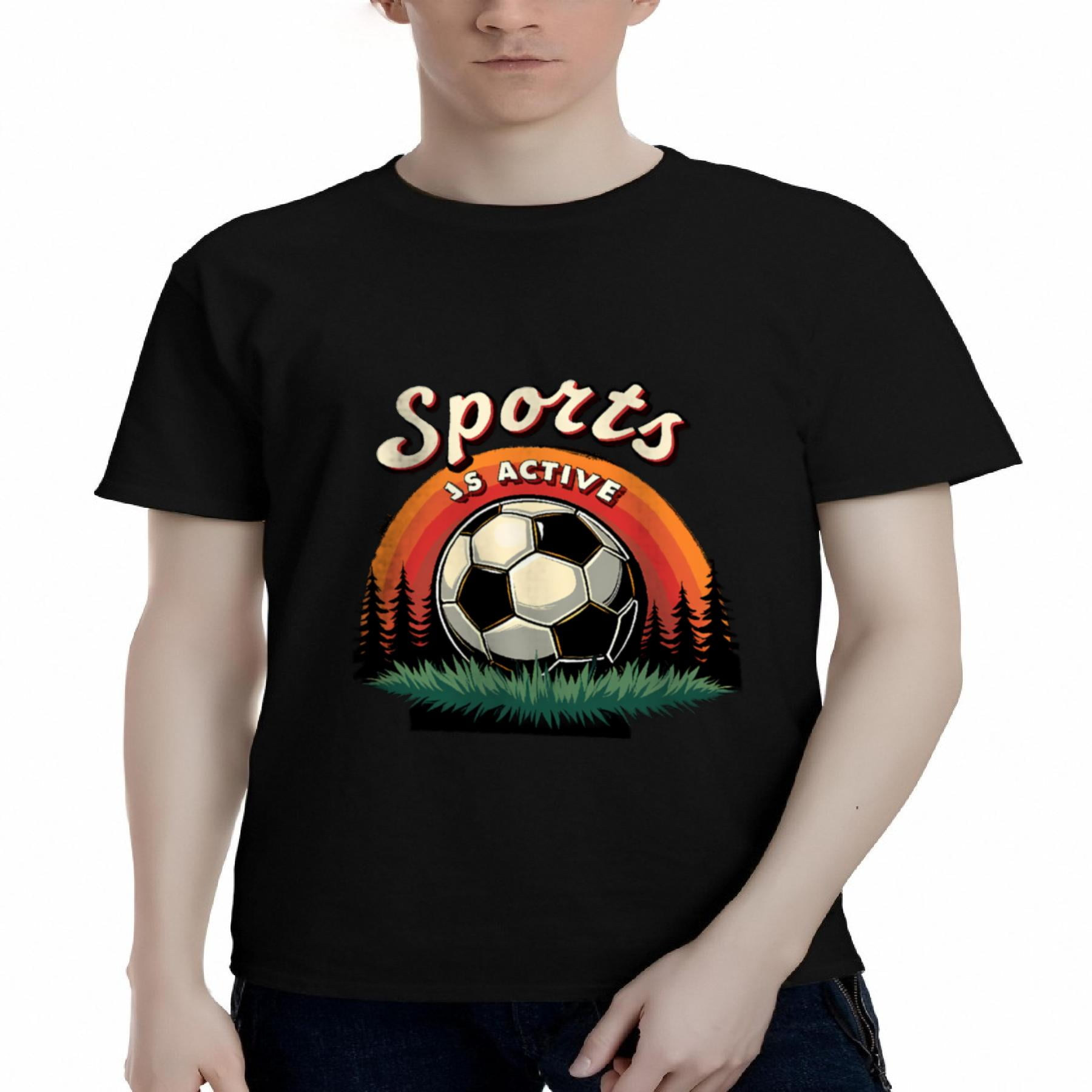 Men's Cotton Short Sleeve T-Shirt with Colorful Soccer Ball Graphic ...