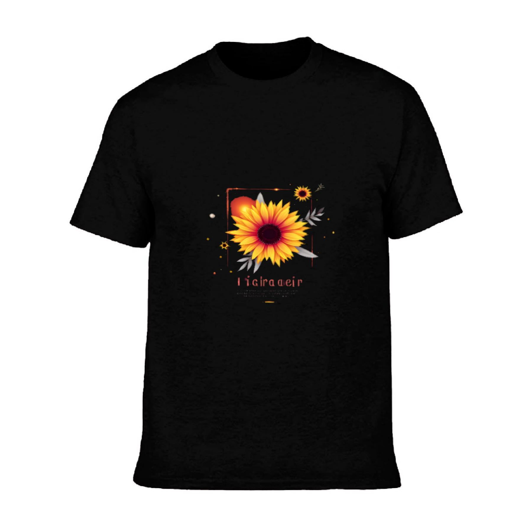 Men's Cotton Short Sleeve T-Shirt with Colorful Sunflower Design ...