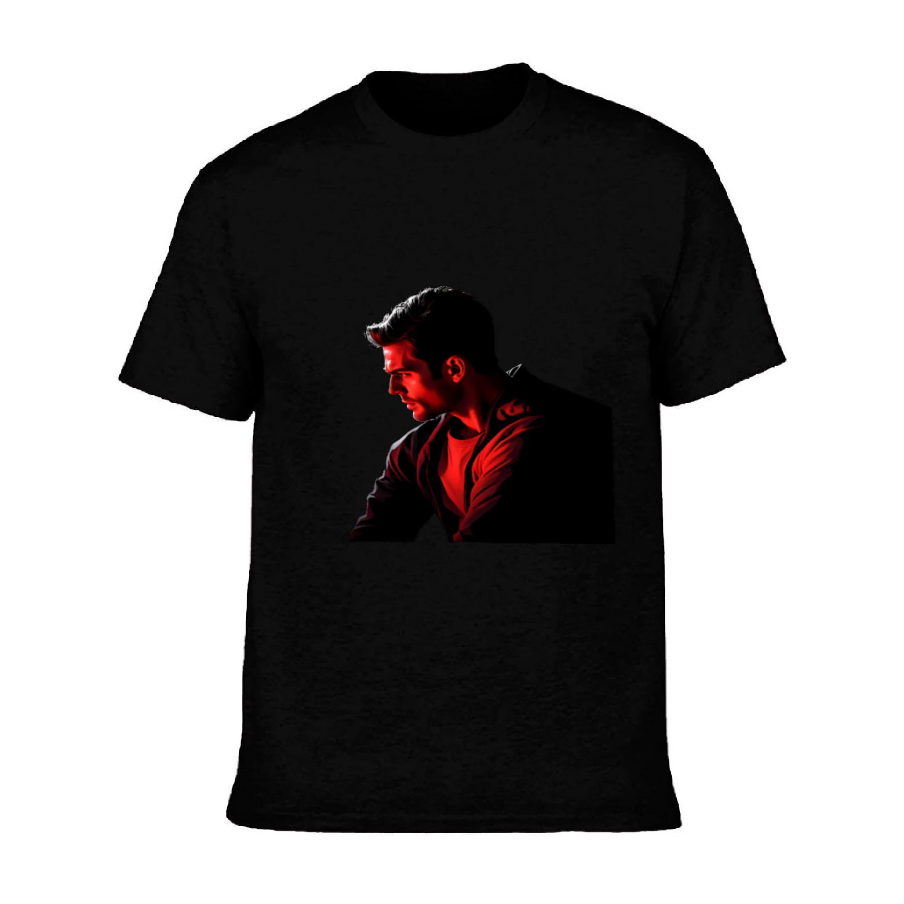Men's Cotton Short Sleeve T-Shirt with Dramatic Red - Lit Profile ...