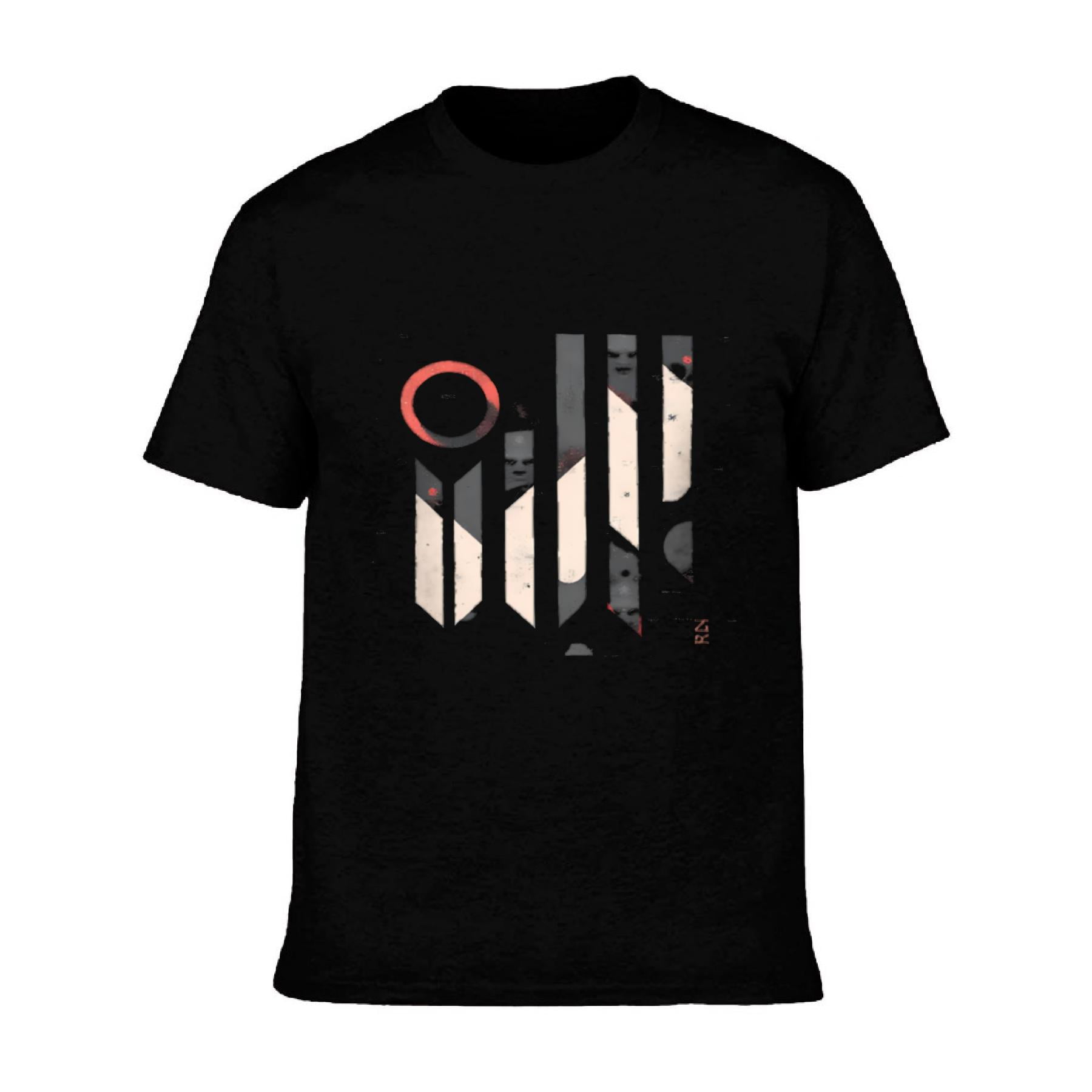 Men's Cotton Short Sleeve T-Shirt with Geometric Design - Lines in Gray ...