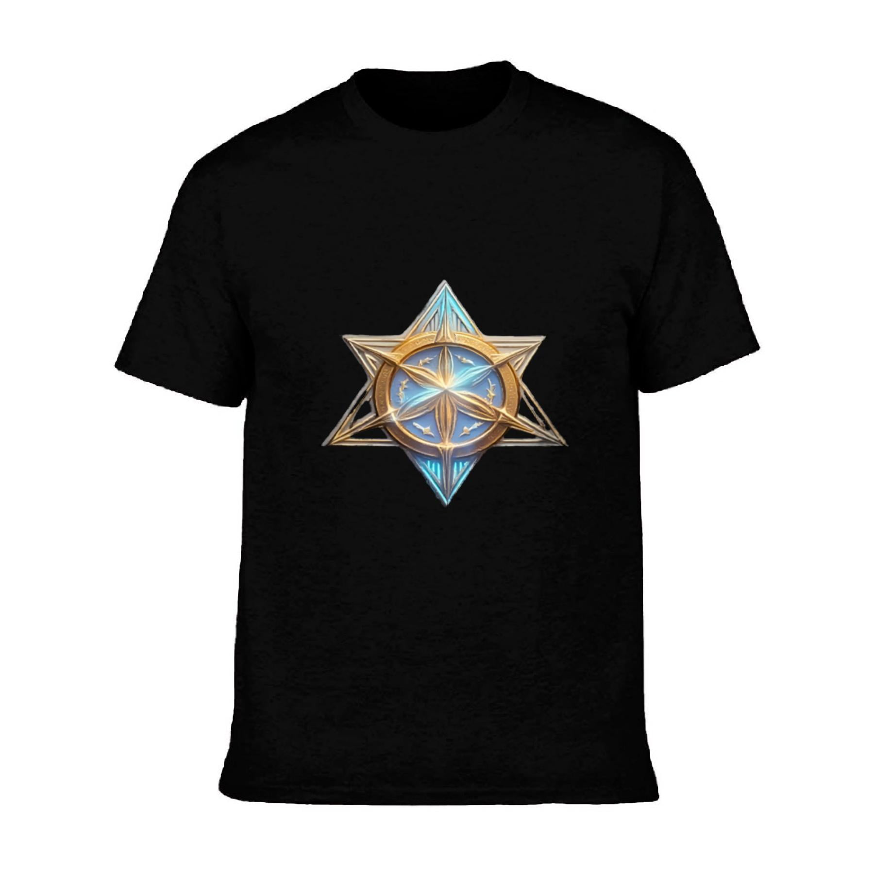 Men's Cotton Short Sleeve T-Shirt with Geometric Star Design ...